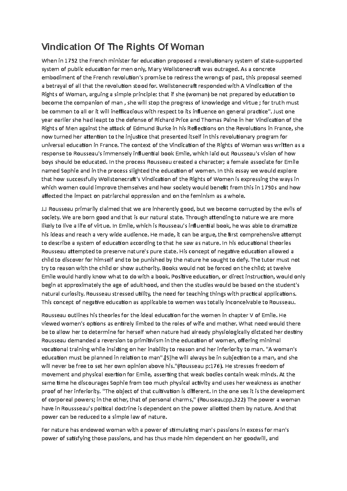 Vindication Of The Rights Of Womann - The Practice of Everyday Life ...