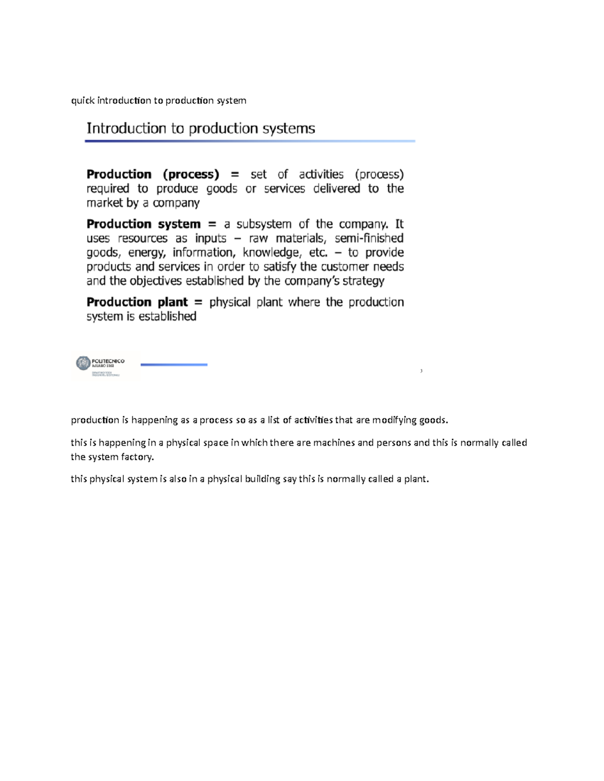 Full-overview - quick introducion to producion system producion is ...