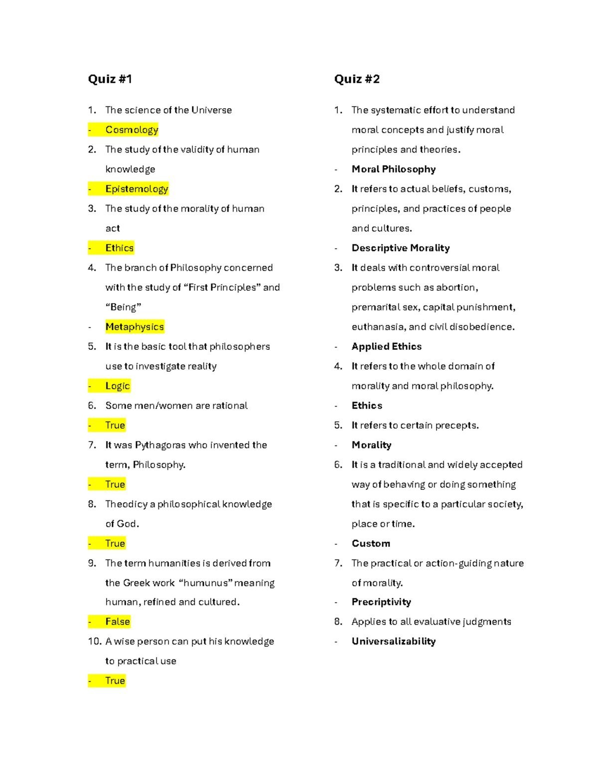 Ethics- Midterm-Reviewer - Copy - Quiz The science of the Universe ...