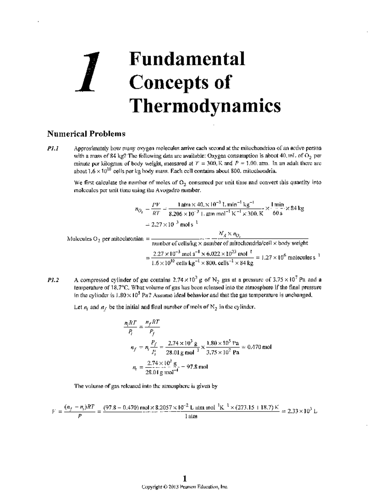 Physical Chemistry 3e Student Solutions Ch1-3 - 1 Fundamental Concepts ...