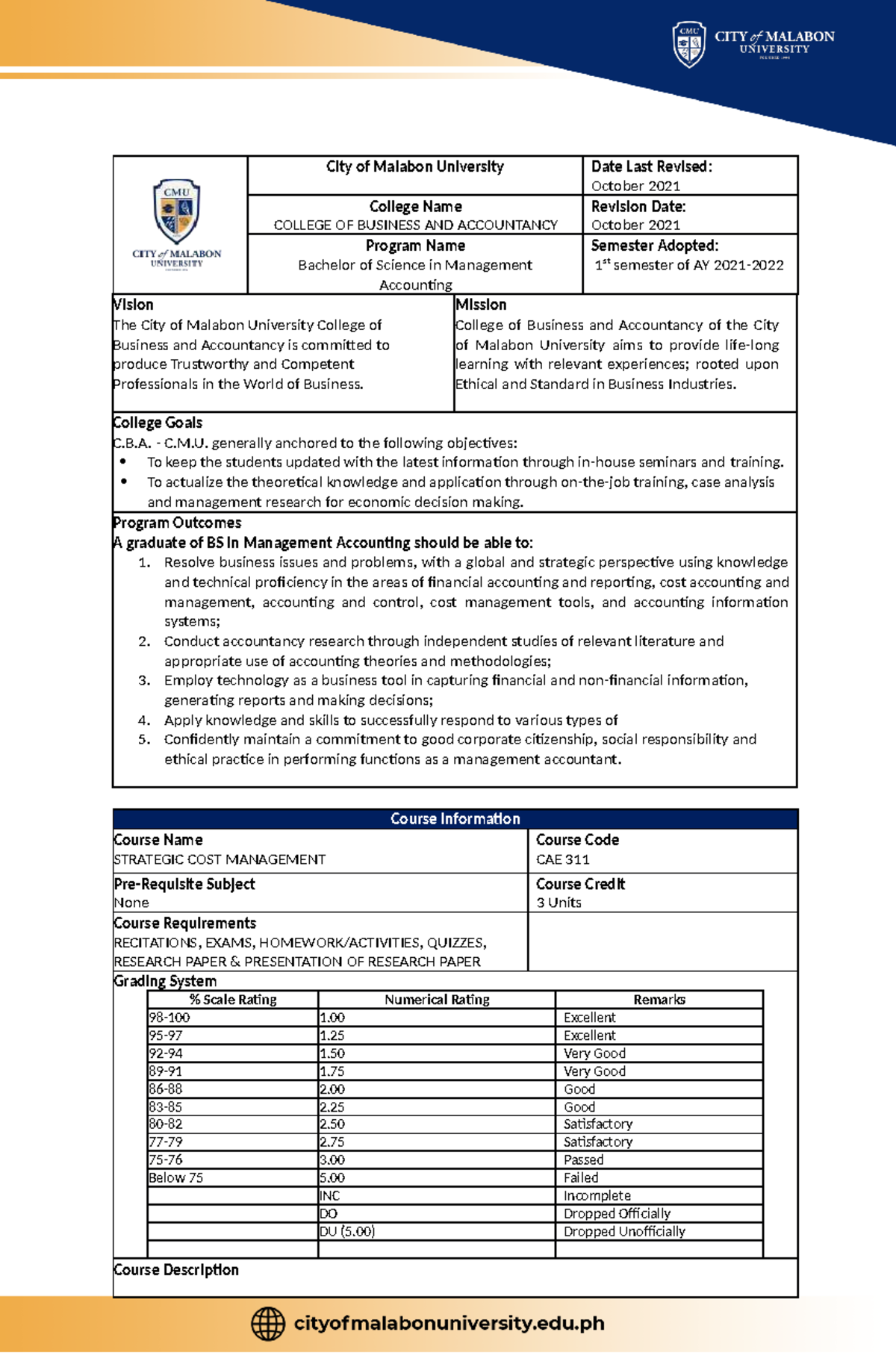 BSMA Strategic Cost Management - Accountancy - Studocu
