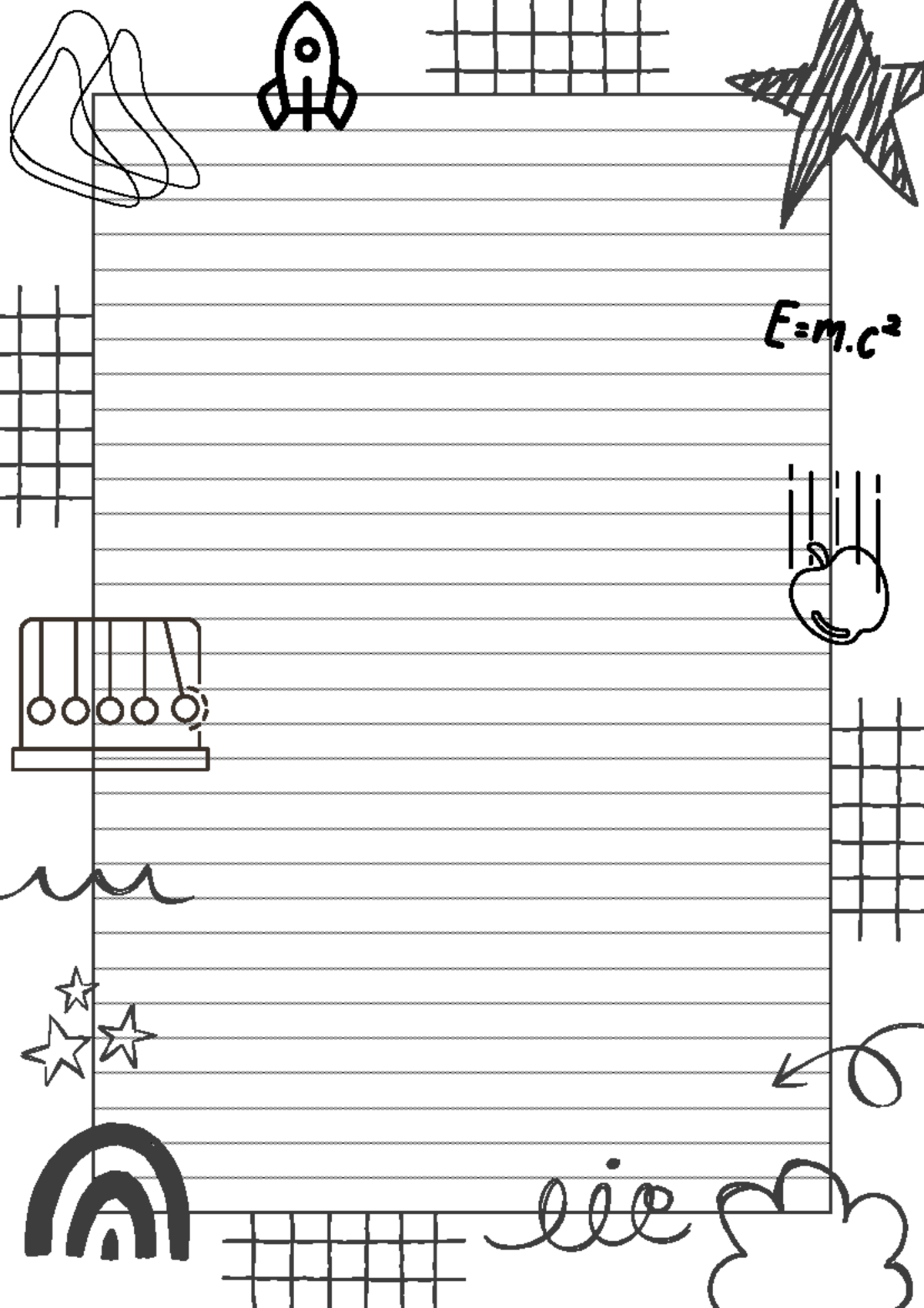 Black and White Cute Doodle Illustration Creative Page Border 20240616 ...