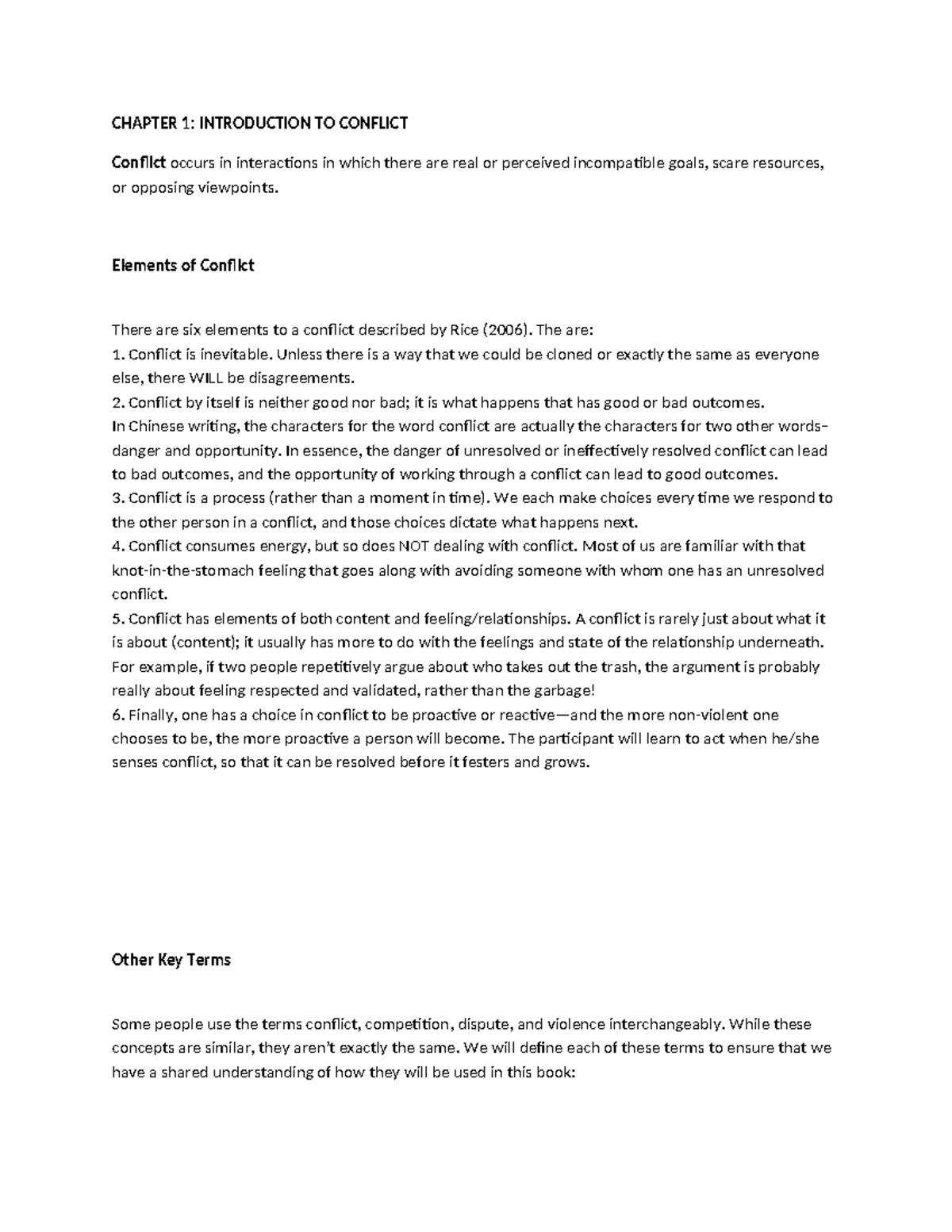Chapter 1 Conflict- Management - CHAPTER 1: INTRODUCTION TO CONFLICT ...