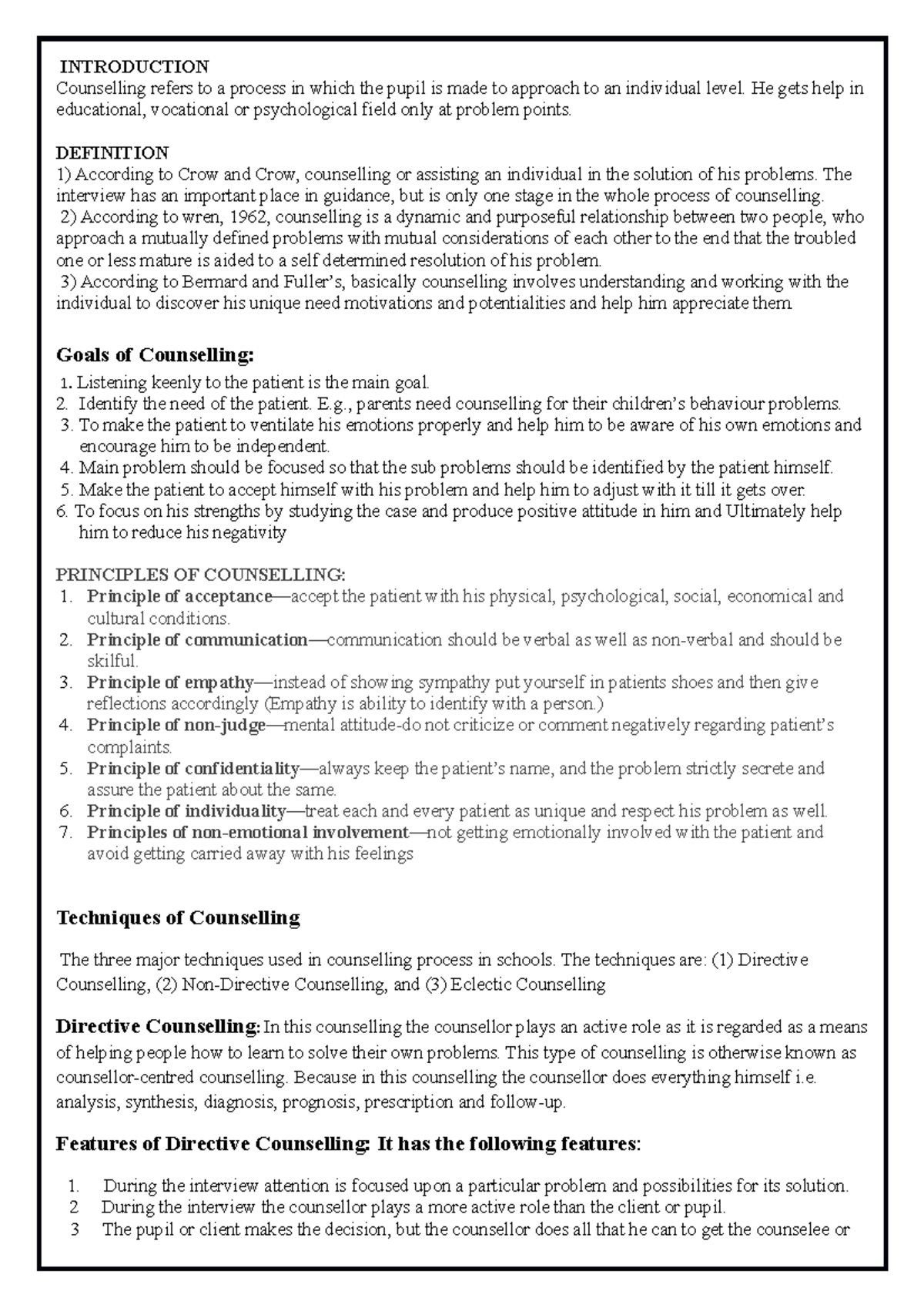 Counseling Meanin 1 - presentation , - INTRODUCTION Counselling refers ...