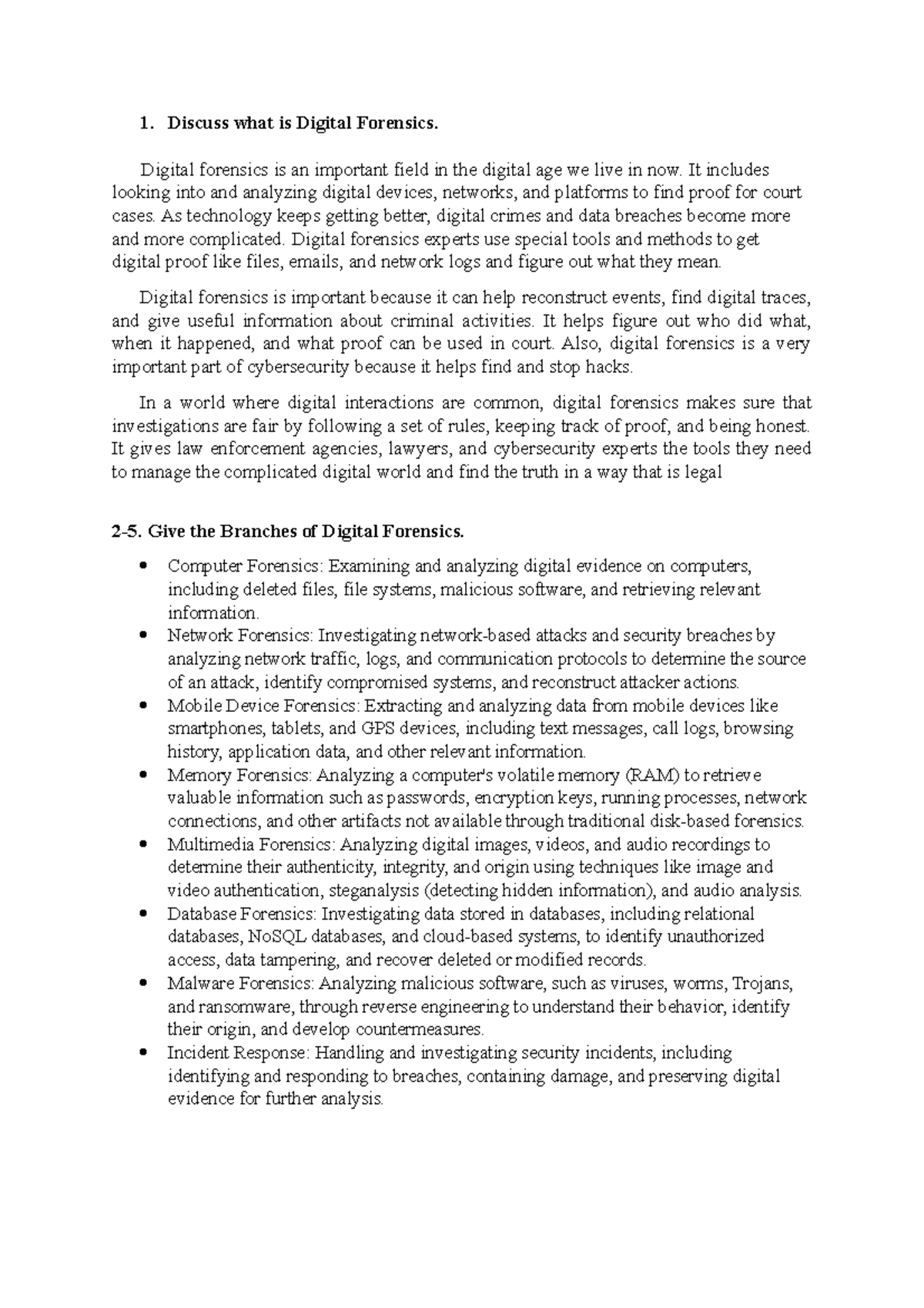 Assignment 9 - Grazelyn Rabe - Discuss what is Digital Forensics. Digital forensics is an ...