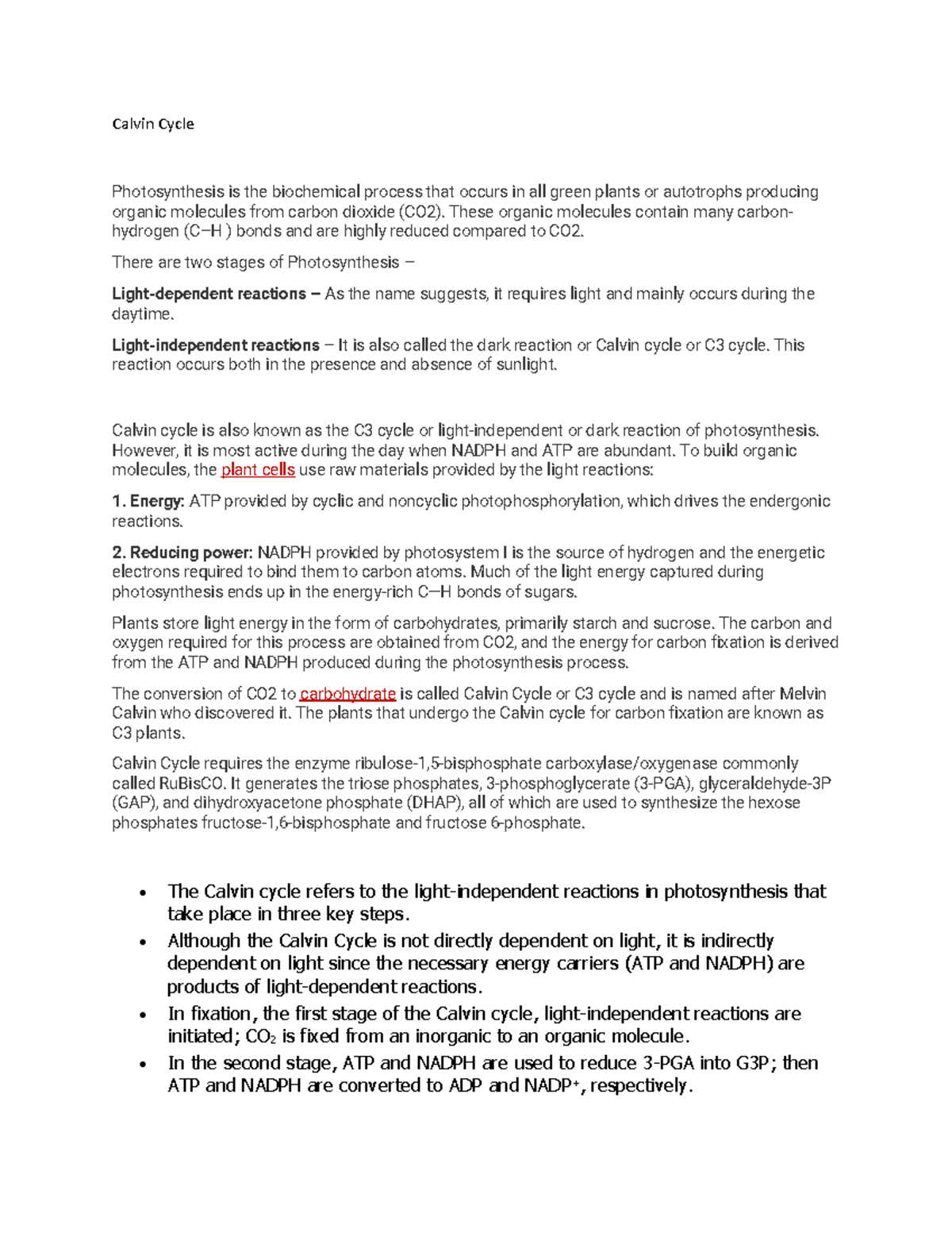 Calvin Cycle Review - Calvin Cycle Photosynthesis is the biochemical ...