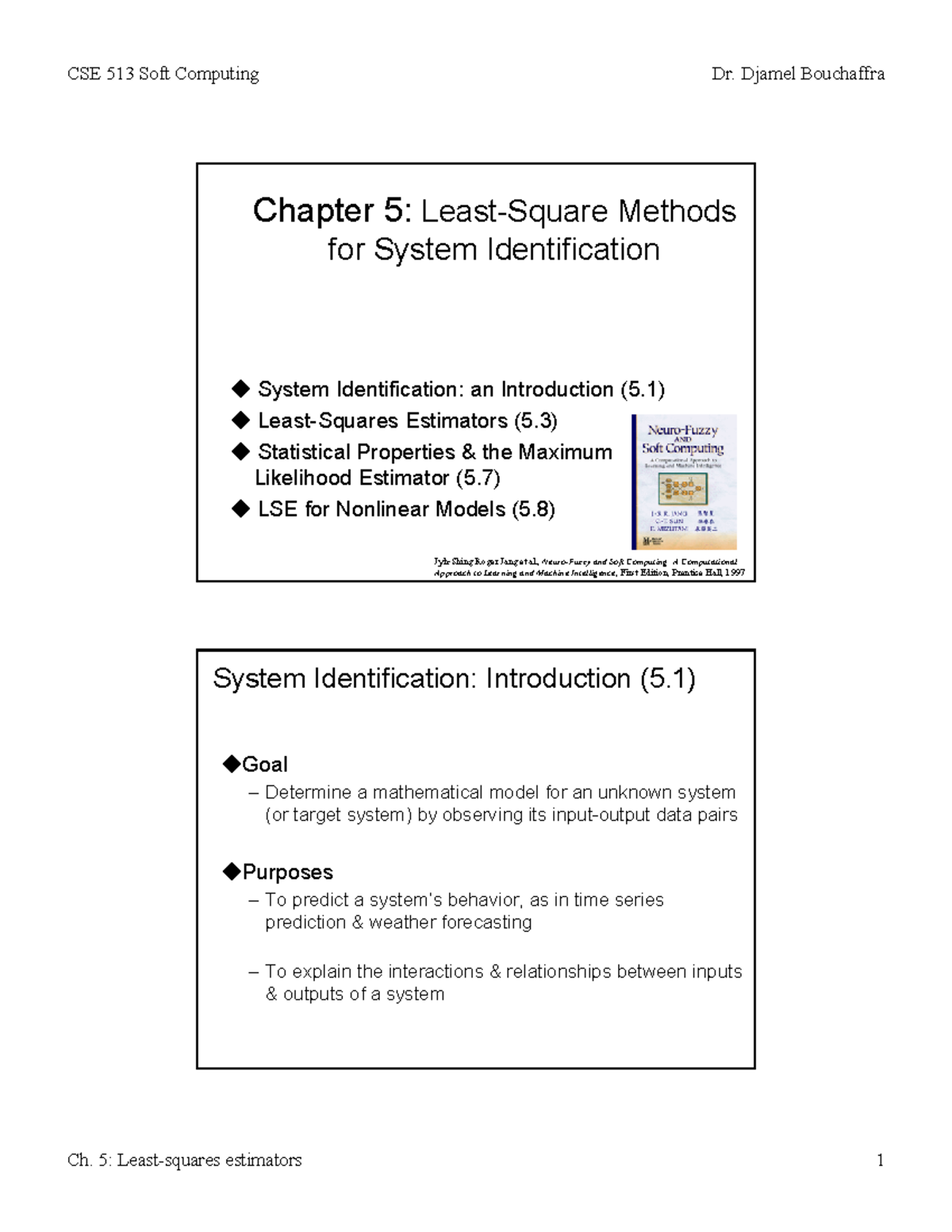 Ch5 Least-Square Methodsfor System Identification - , Neuro-Fuzzy and Soft Computing: A - Studocu