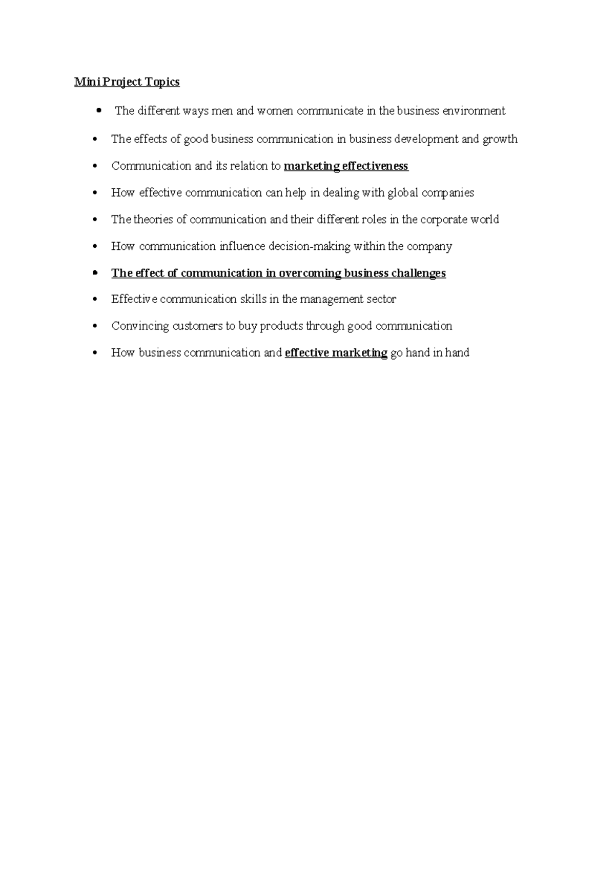 Mini Project- Communication - Mini Project Topics The different ways ...