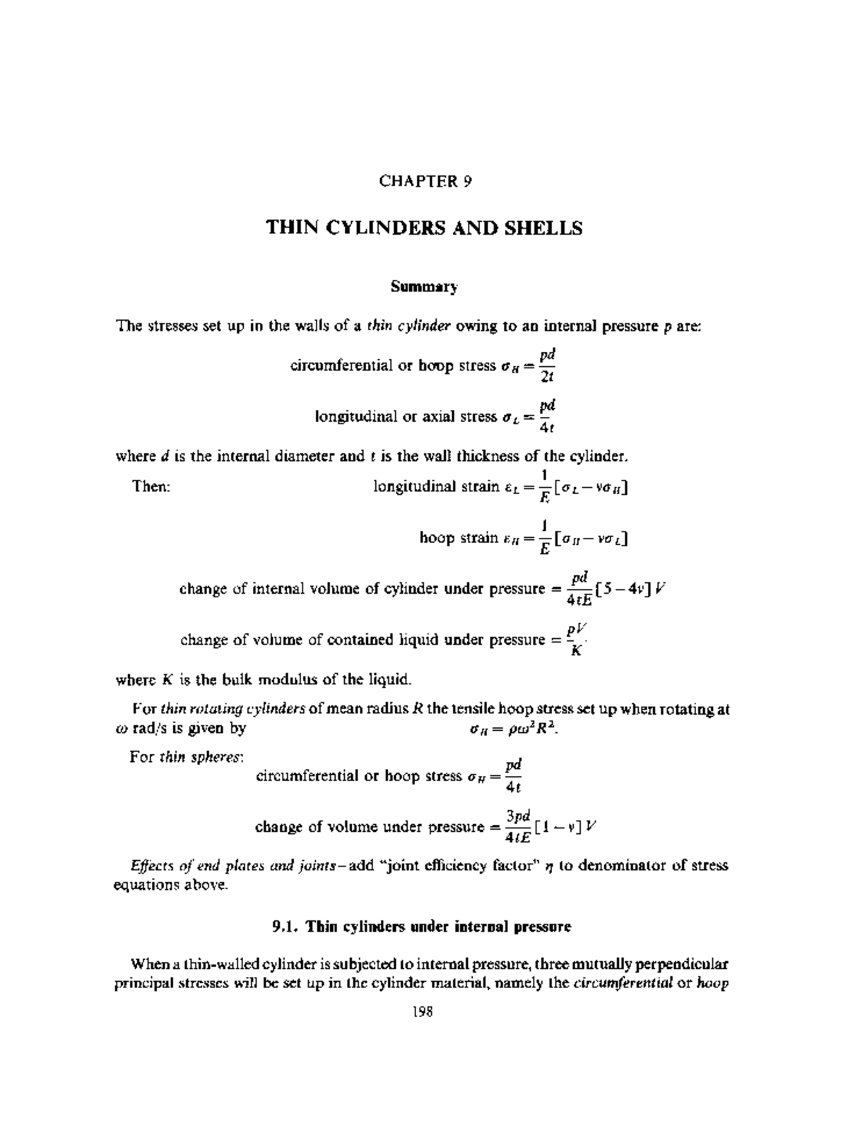 Thin Cylinders Shells - Lecture notes 3 - CHAPTER 9 THIN CYLINDERS AND ...