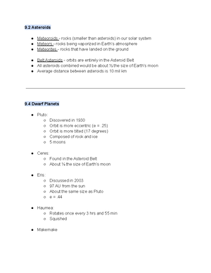 Typed Chapter 6 Notes - 6 Formation of the Solar System 98% of the ...