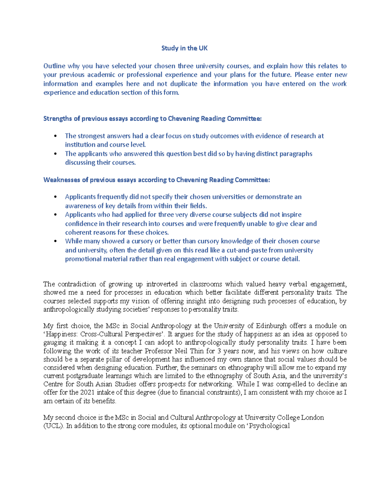 Study in the UK D04 - notes - Study in the UK Outline why you have ...