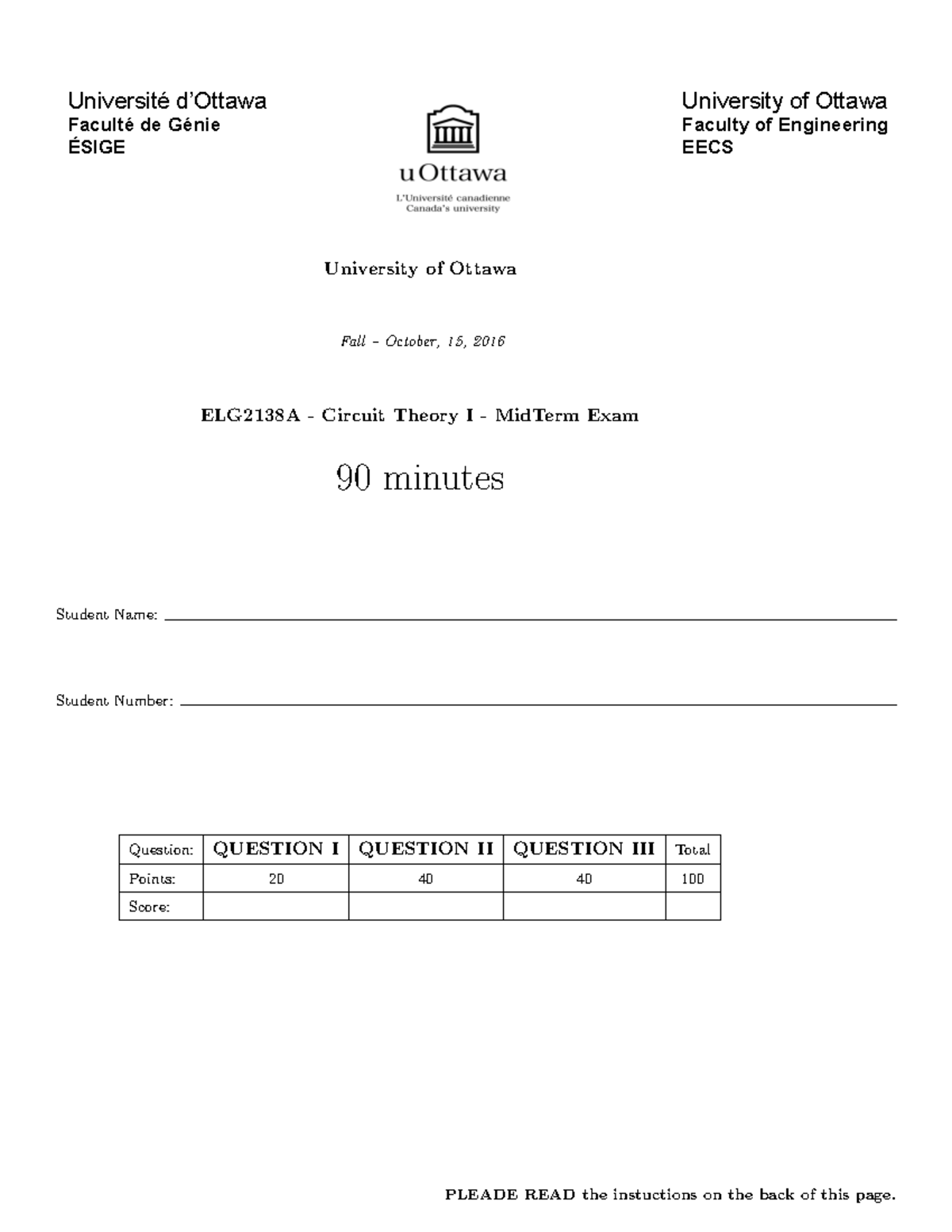 Exam MidTerm 2016, questions and answers - University of Ottawa de ...