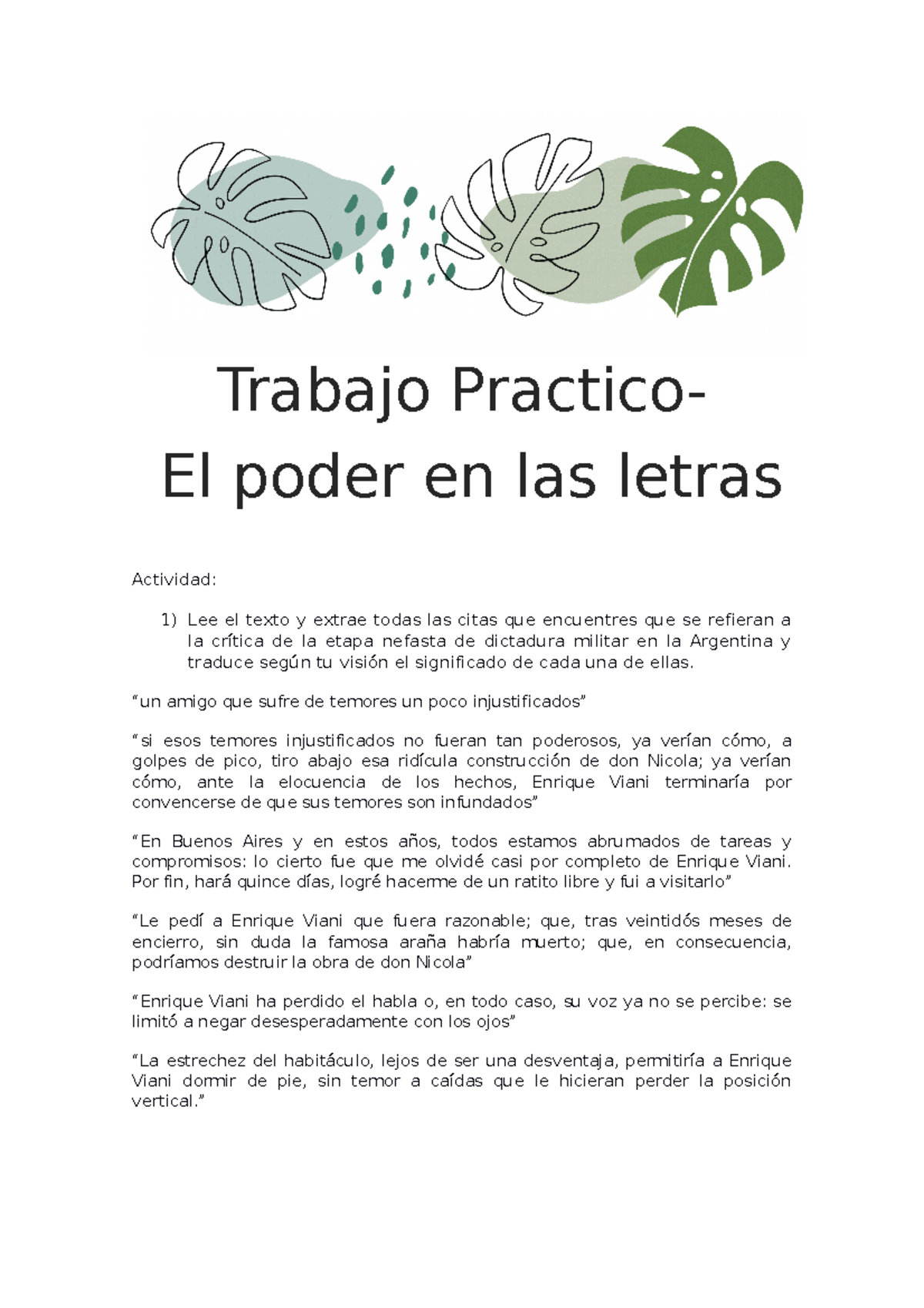 El poder en las letras - Brigitte Romero 4to 4ta - Trabajo Practico- El ...