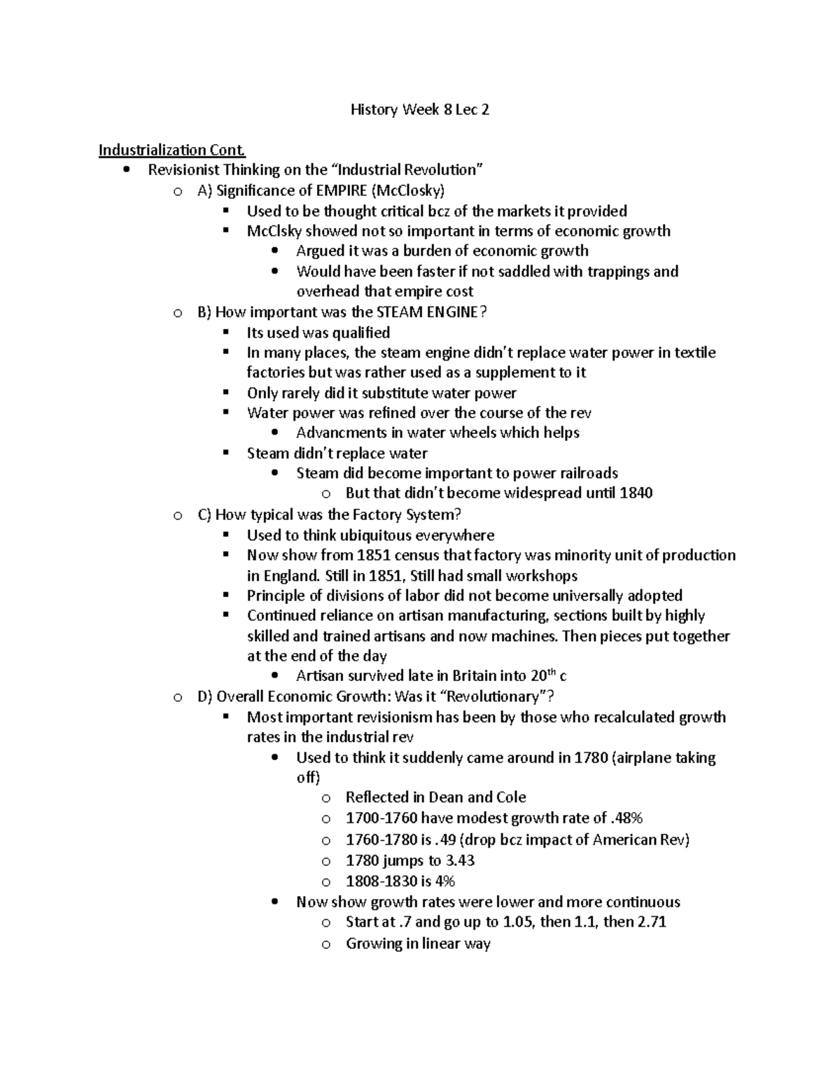 History Week 8 Lec 2 - Lecture notes 8.2 - History Week 8 Lec 2 ...