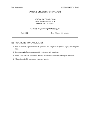CS2030S 2020-2021 s2 final - CS2030 - NUS - Studocu