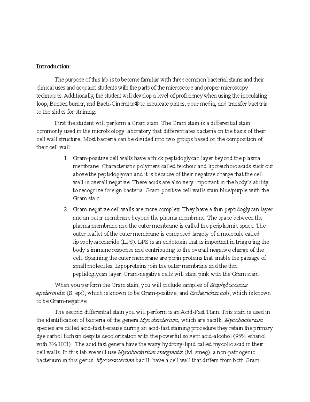 CPR LAB - Lab report document for coursework - Introduction: The ...