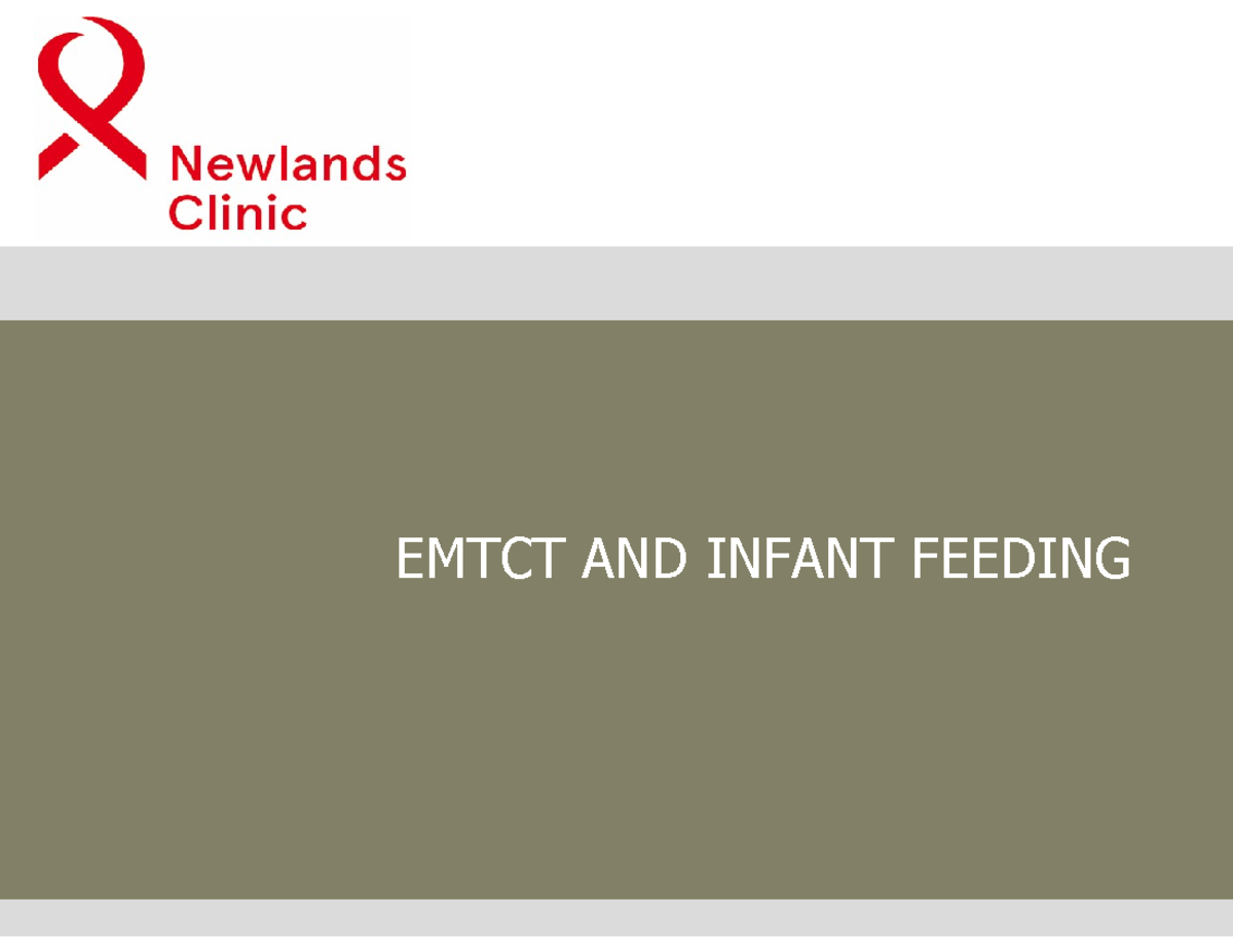 20. Emtct and Infant Feeding - EMTCT AND INFANT FEEDING EMTCT Principle ...