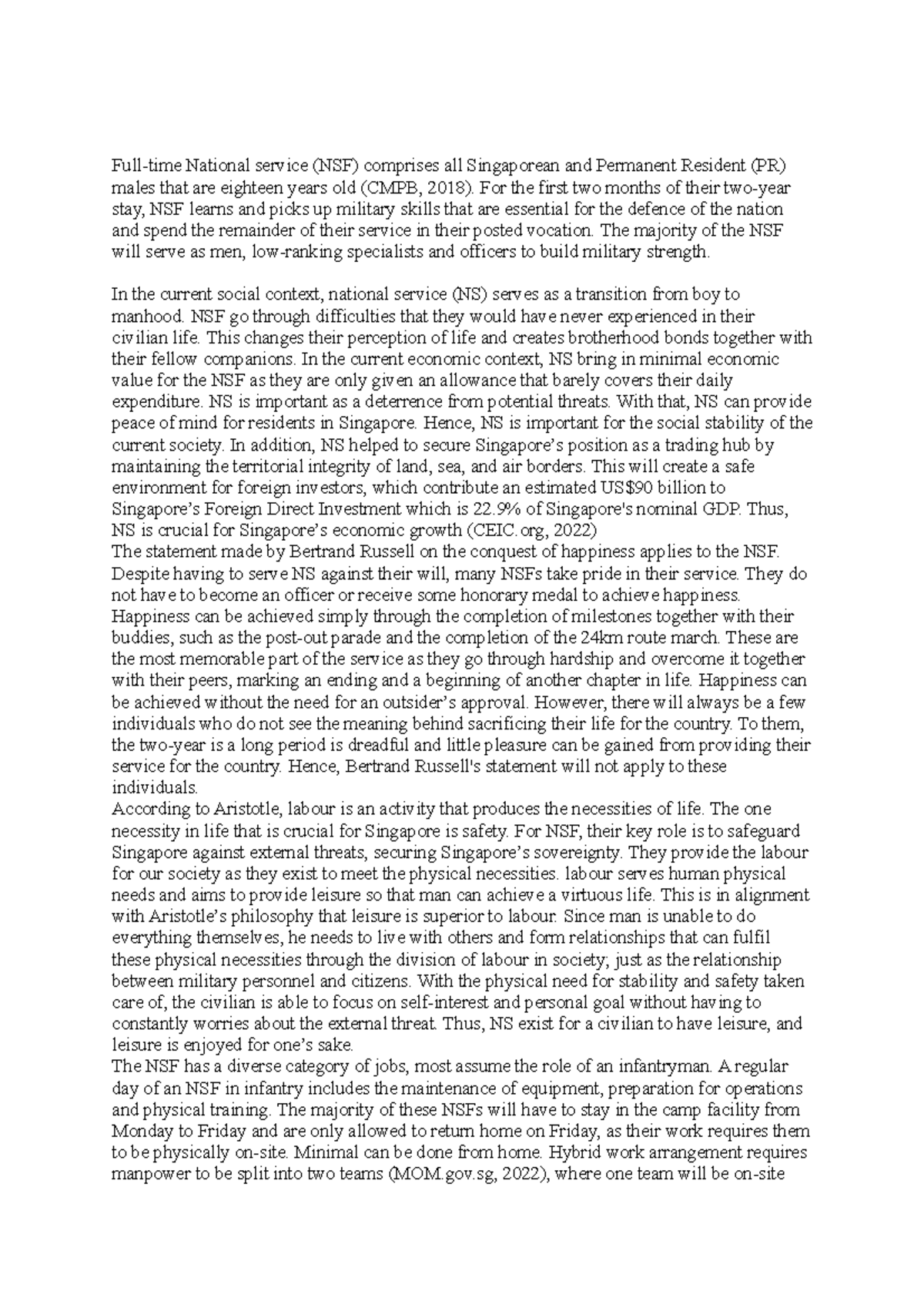 SCO107 TMA - Sample for TMA - Full-time National service (NSF ...