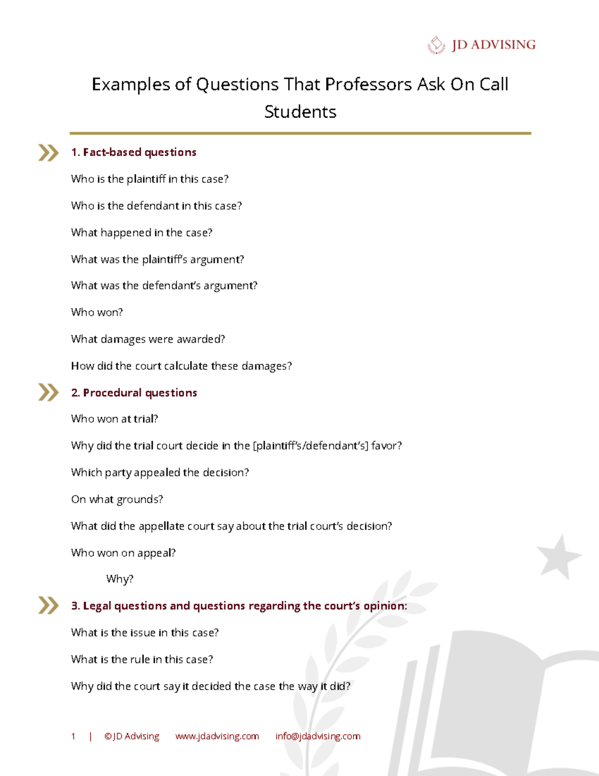 Examples of Questions That Professors Ask On Call Students - 1 | © JD ...