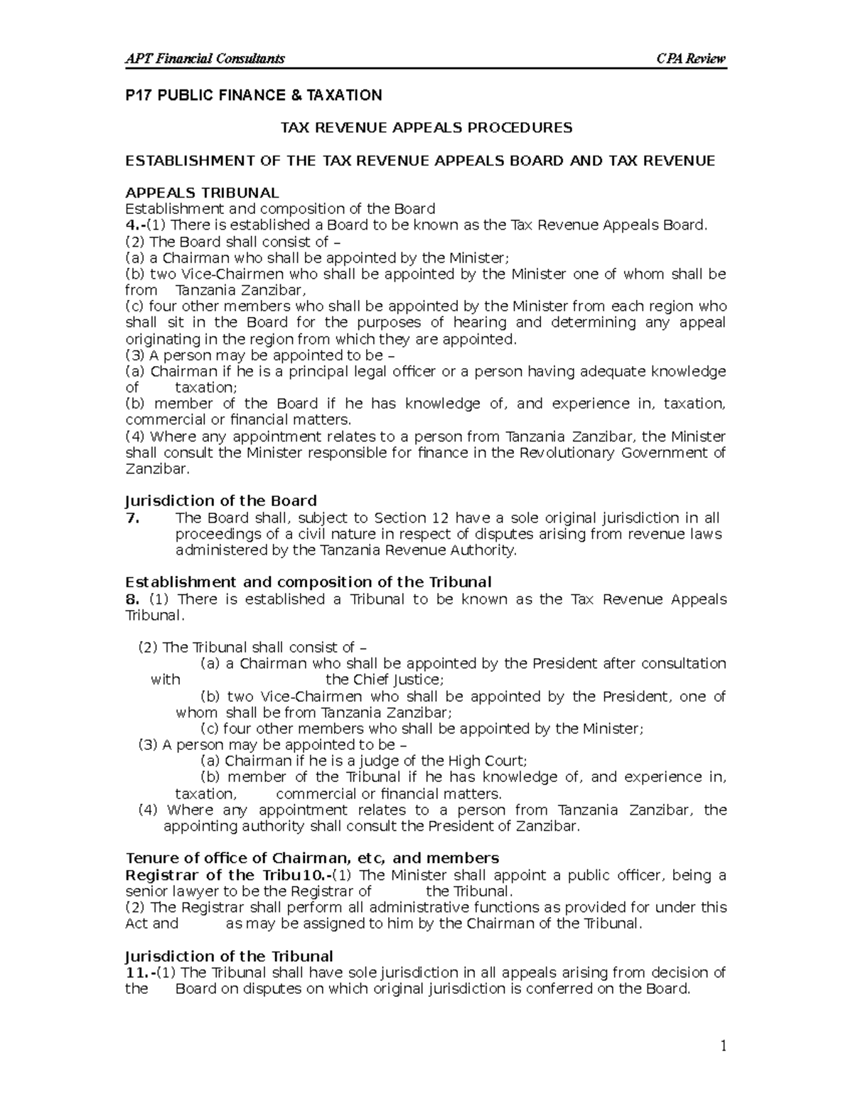TAX Revenue Appeals Procedures doc Notes - P17 PUBLIC FINANCE ...