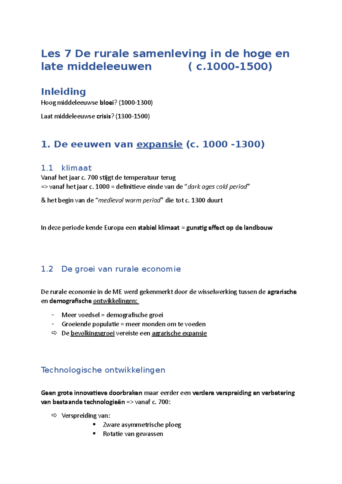 Les 7 De rurale samenleving in de hoge en late middeleeuwen - De eeuwen ...