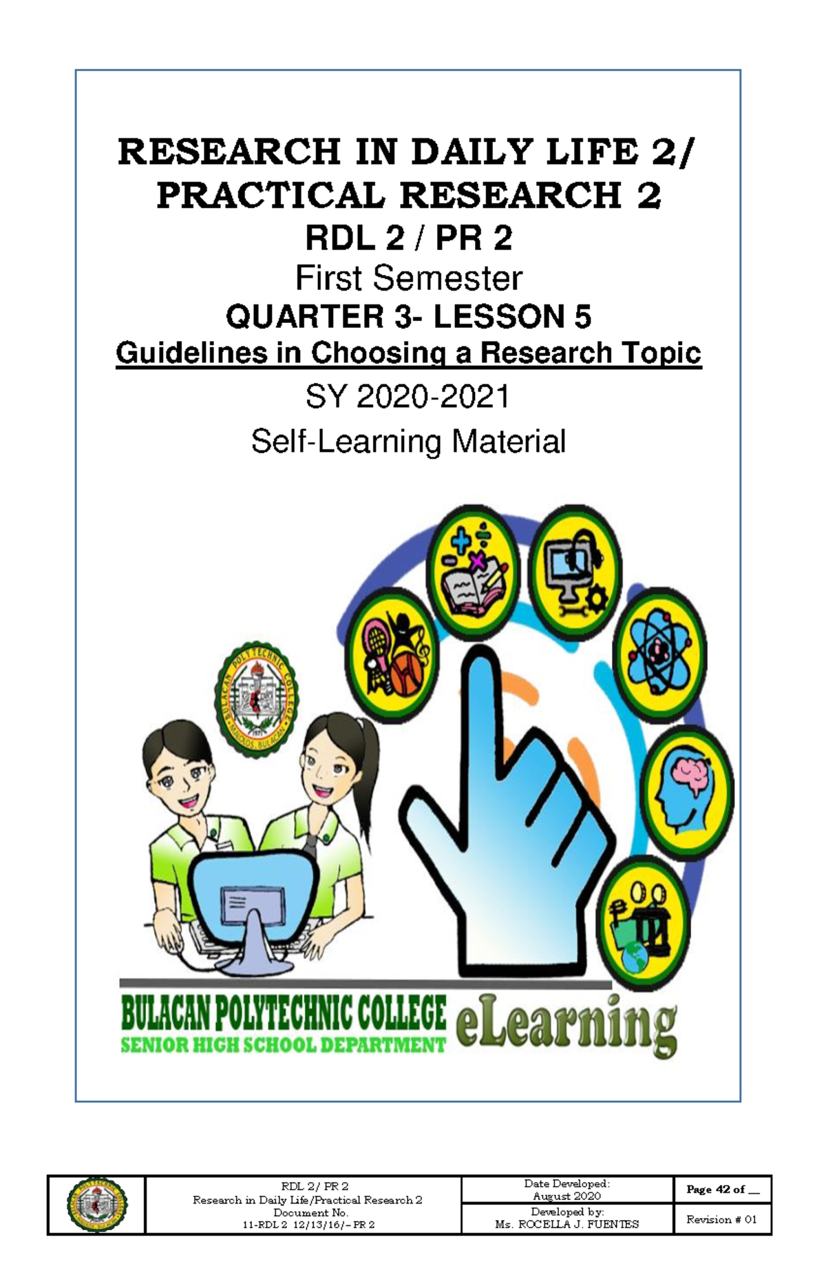 RESEARCH IN DAILY LIFE 2/ PRACTICAL RESEARCH 2 RDL 2 / PR 2 First ...