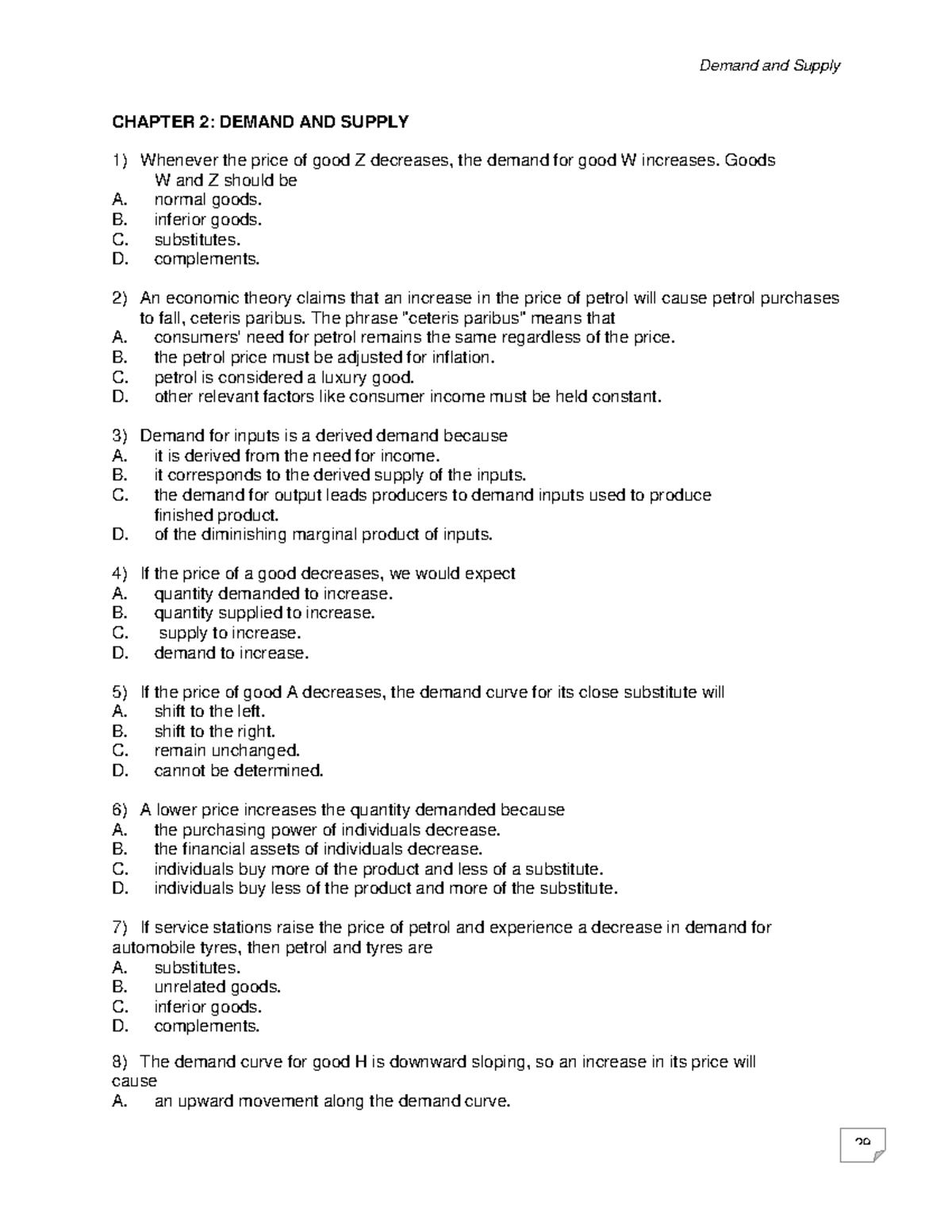 Tutorial chapter 2 - Demand and Supply 29 CHAPTER 2: DEMAND AND SUPPLY ...