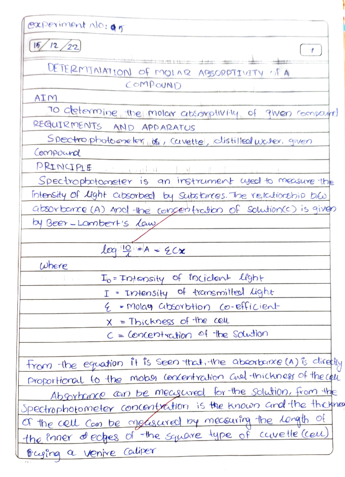 Experiment 5 - Chemistry lab note - cxpeyiment nlO: an 15/12 / 1 ...