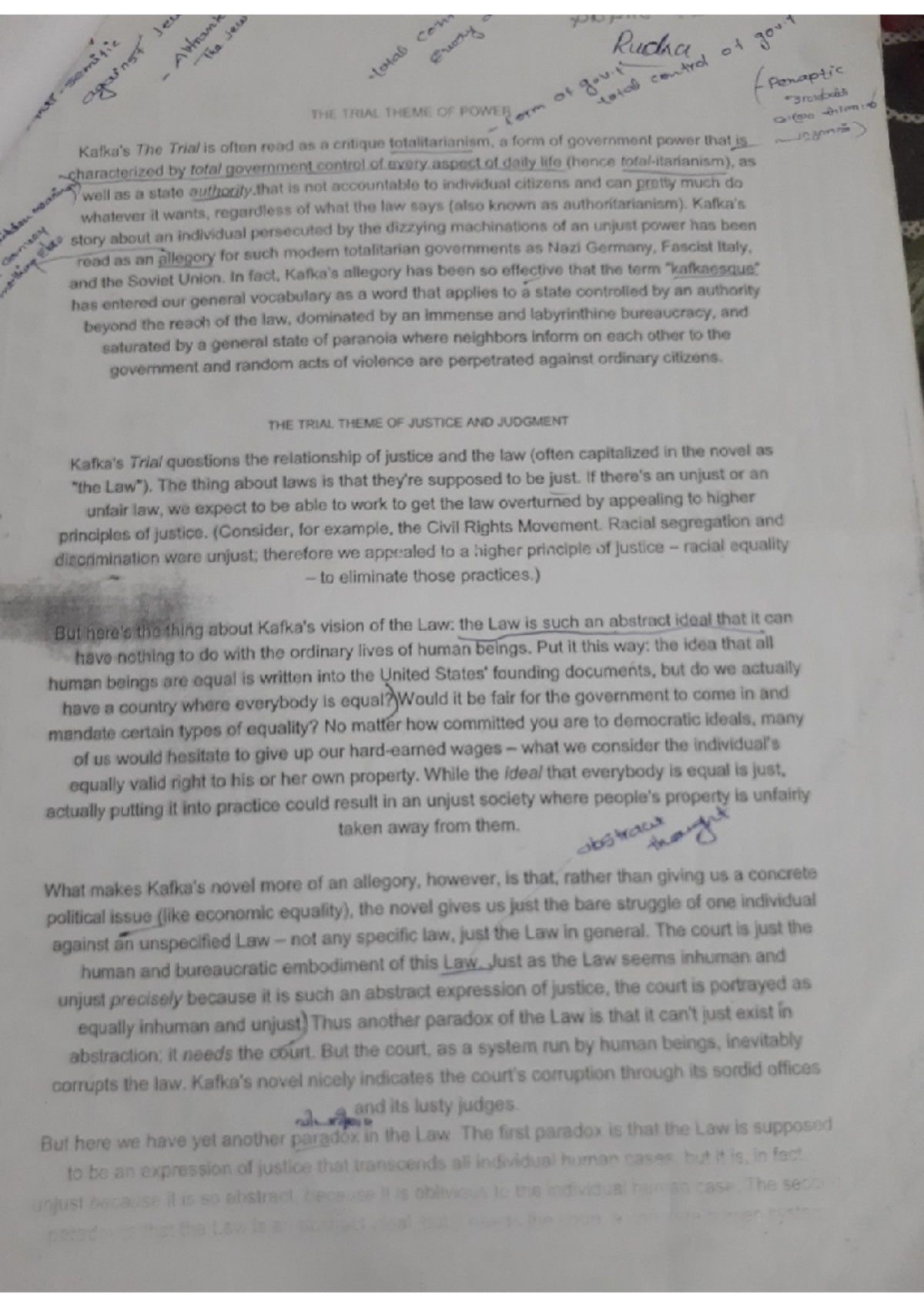 The Trial theme of power 9 - MA. English - Studocu