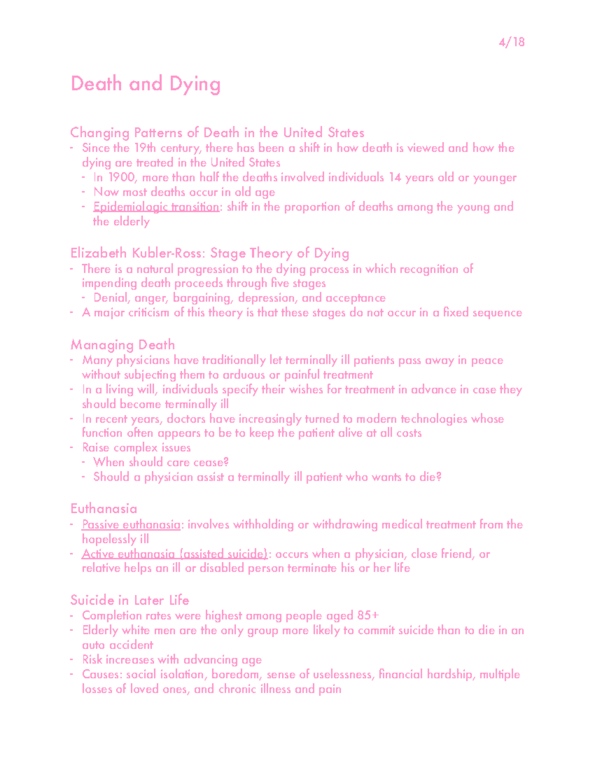 Death and Dying - Death and Dying Changing Patterns of Death in the ...