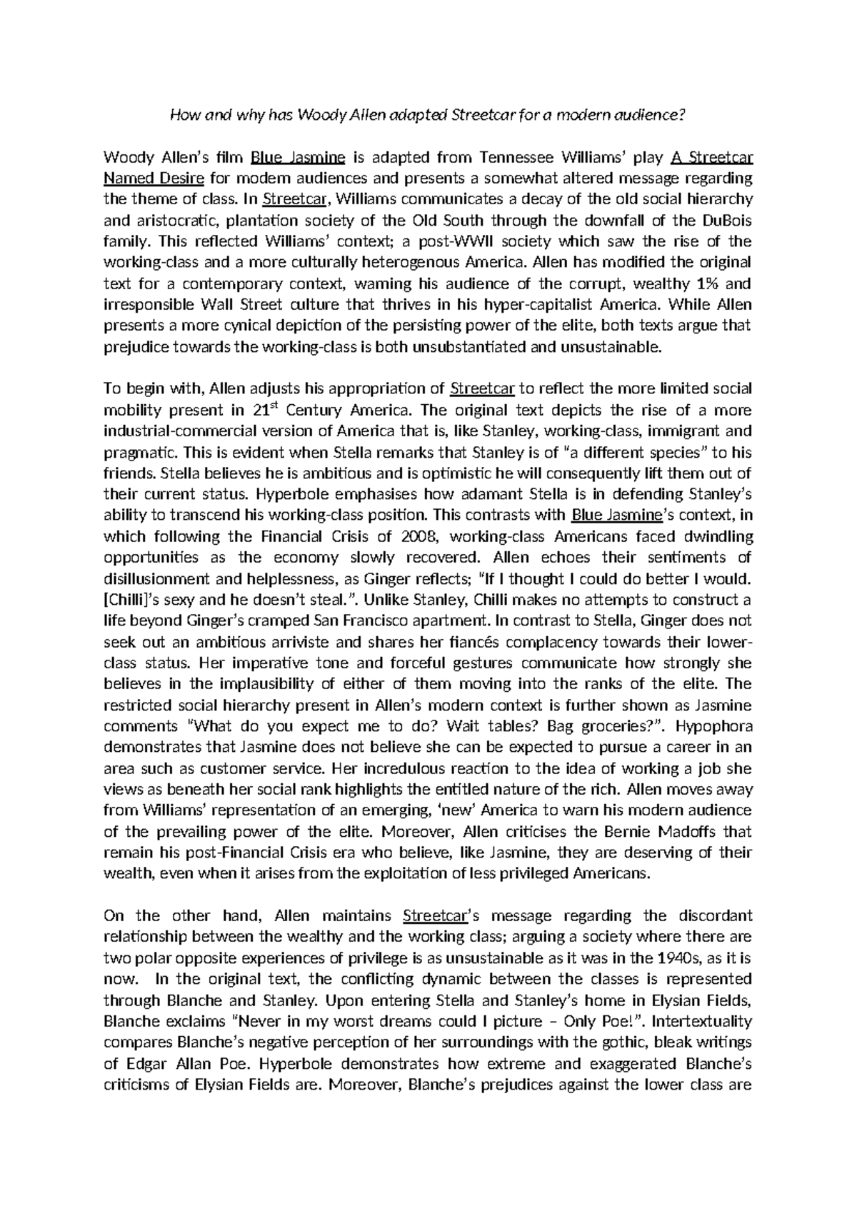 Johanna - Comparative Meta-Question Essay - How and why has Woody Allen ...