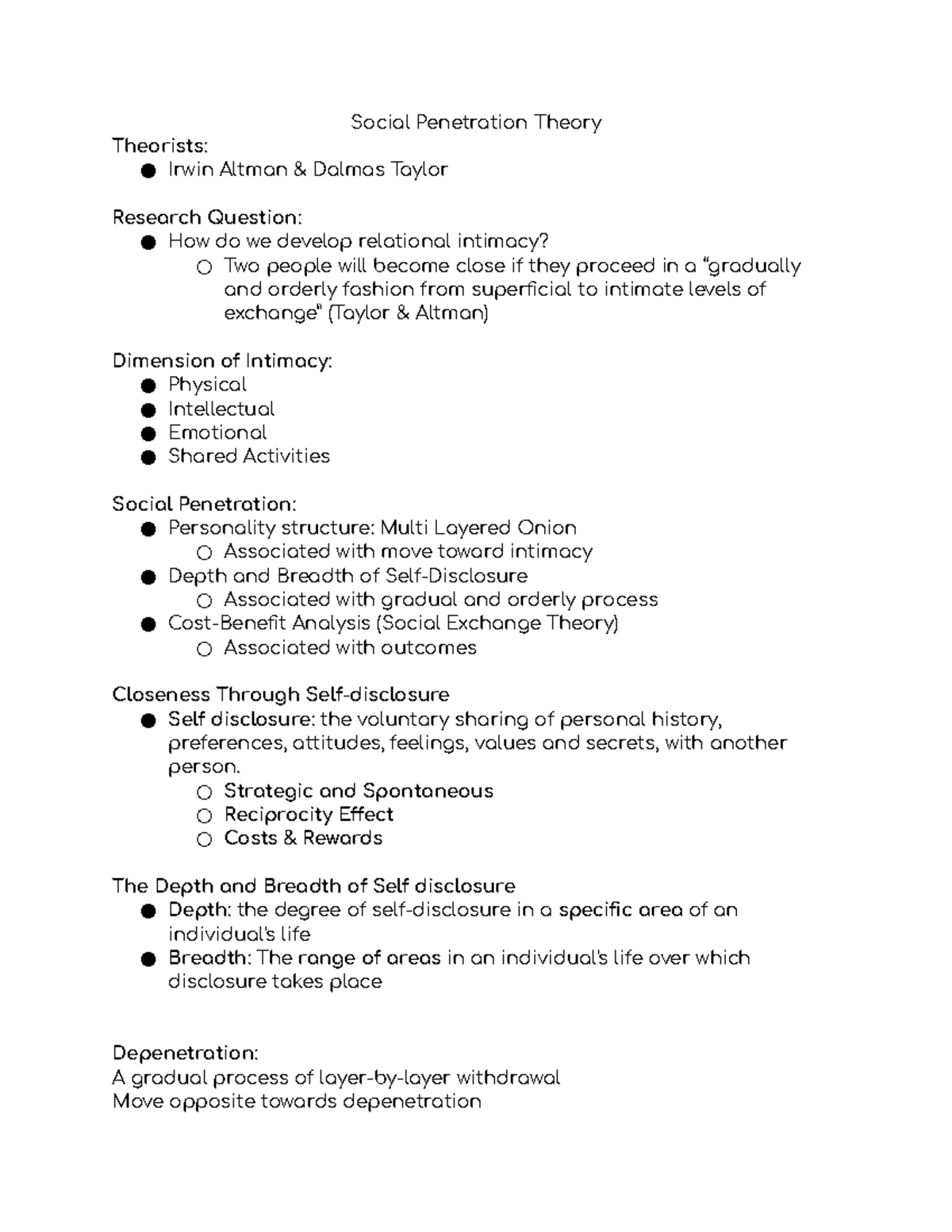 Social Penetration Theory - Social Penetration Theory Theorists : Irwin ...