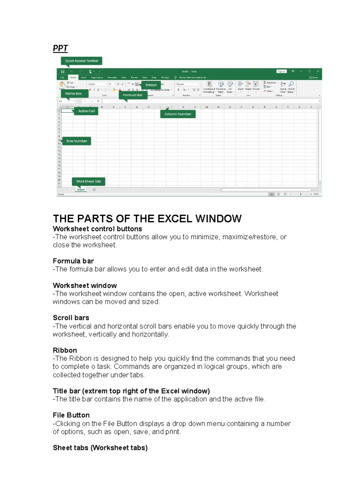 Inbound 5039096530777613405 - PPT THE PARTS OF THE EXCEL WINDOW ...