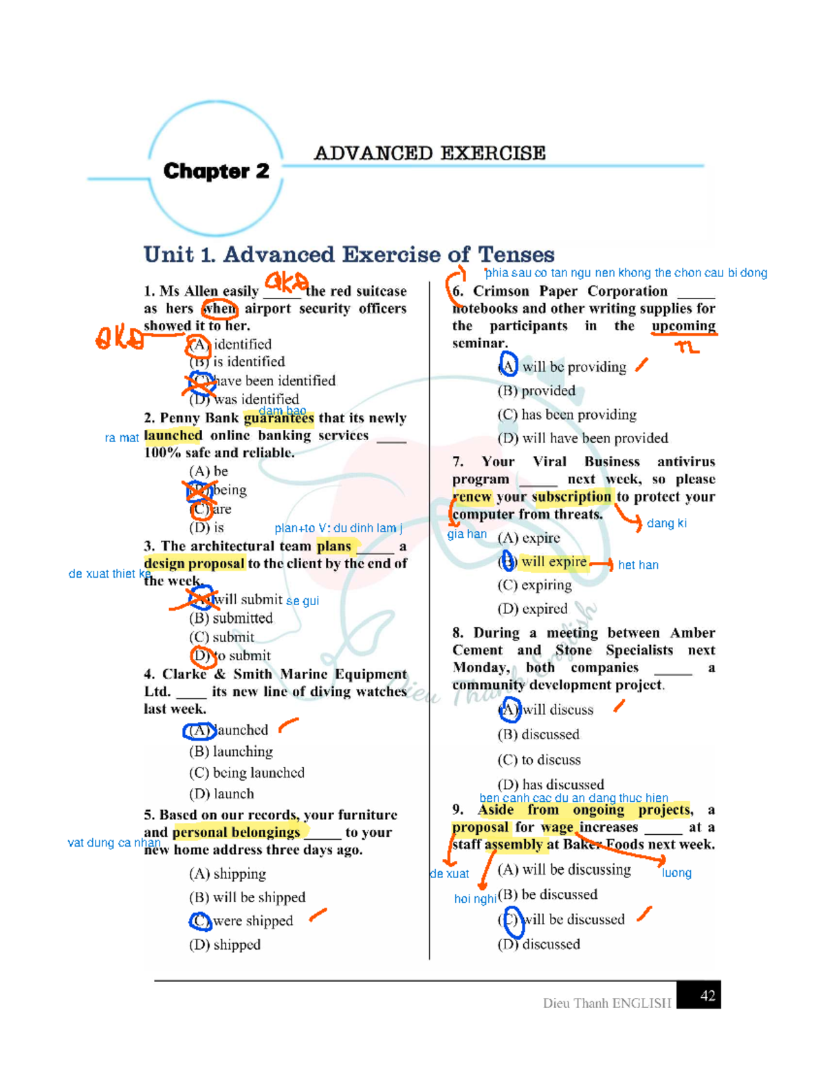 Unit 12 Advanced Exercise - S + V + Against + Ving: tương phản với S ...