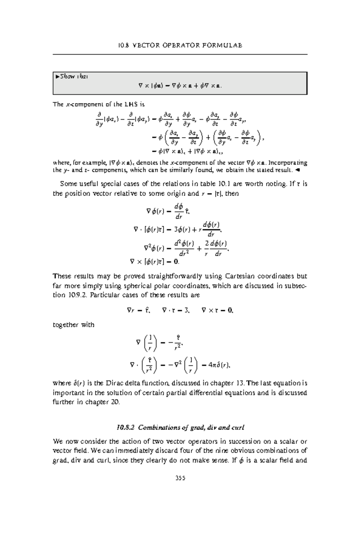Physics Engineering (30) - 10 VECTOR OPERATOR FORMULAE Show that ∇ × ...