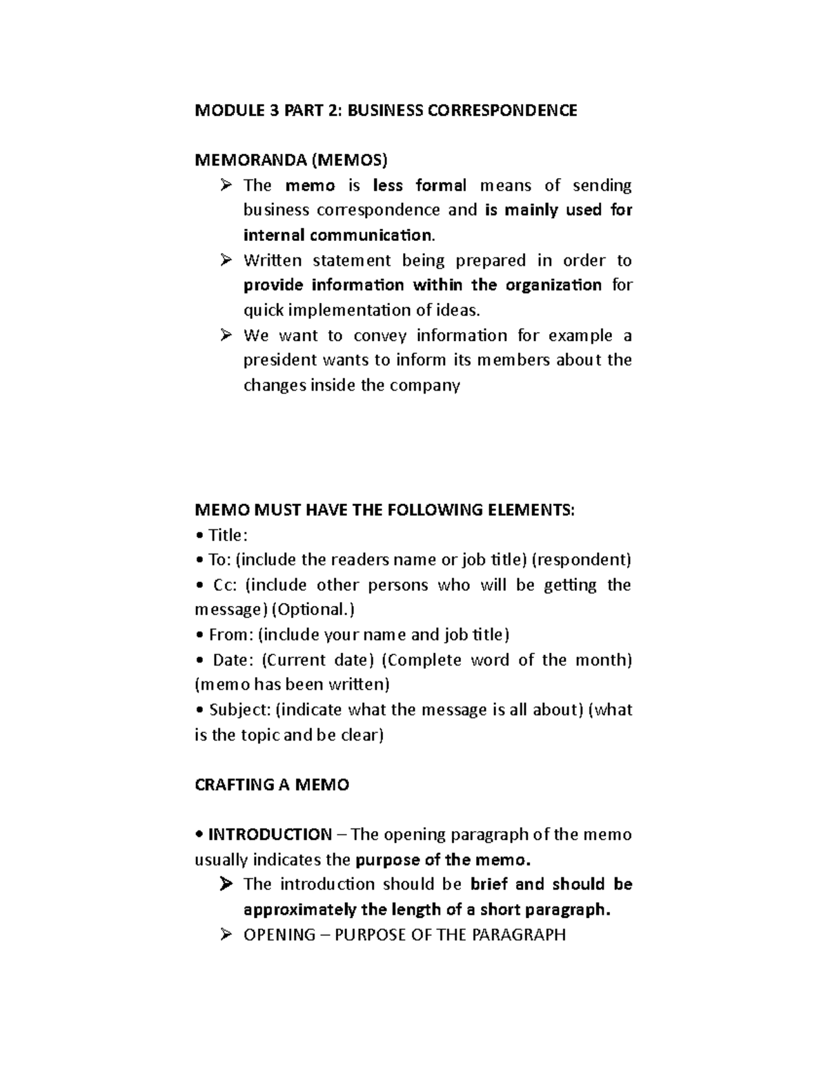 Business Communication V - MODULE 3 PART 2: BUSINESS CORRESPONDENCE ...