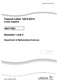 MAT1503 - Unisa - Linear Algebra - Studocu