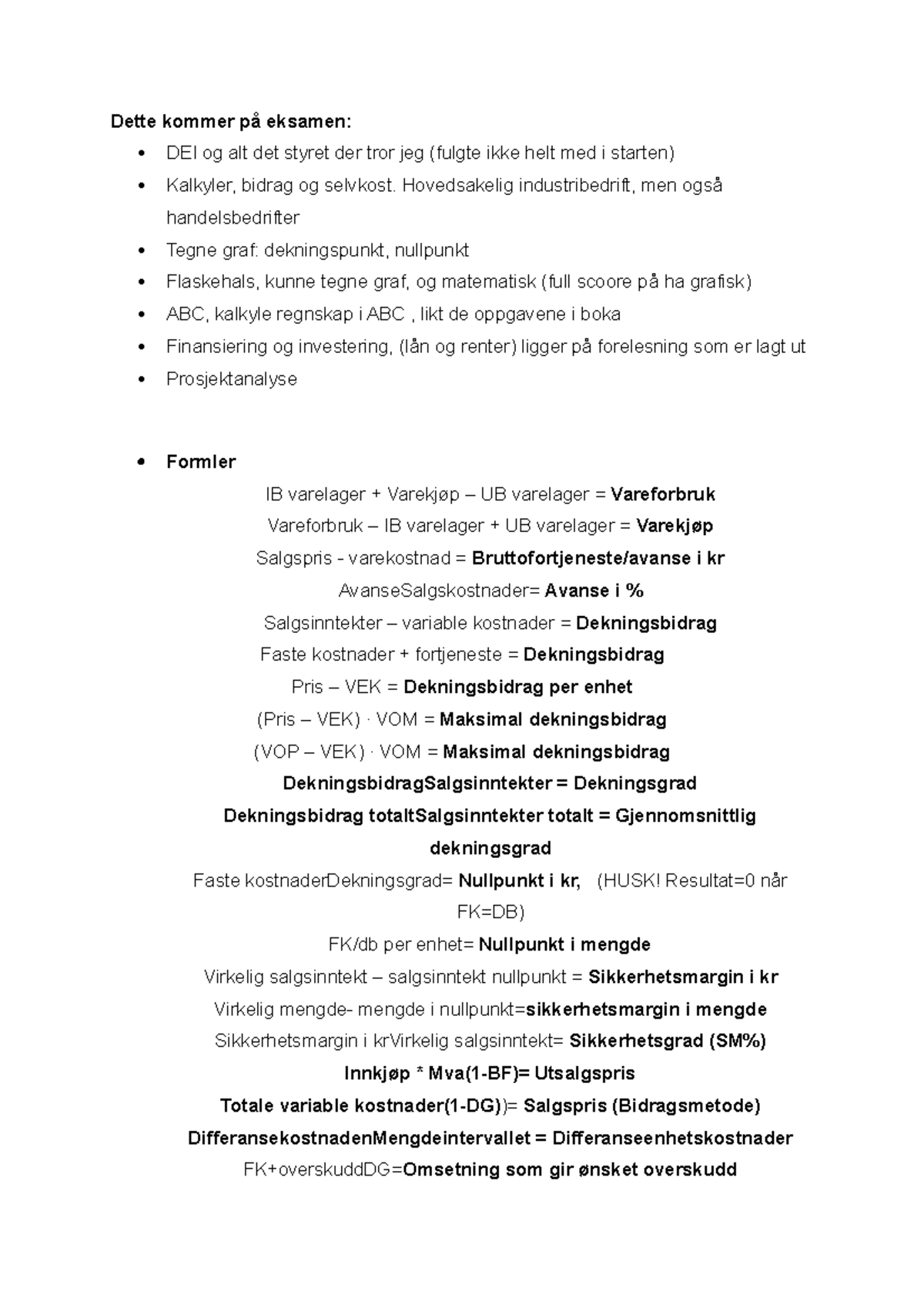 Notater til Bedøk 2 eksamen - Dette kommer på eksamen: DEI og alt det styret der tror jeg ...