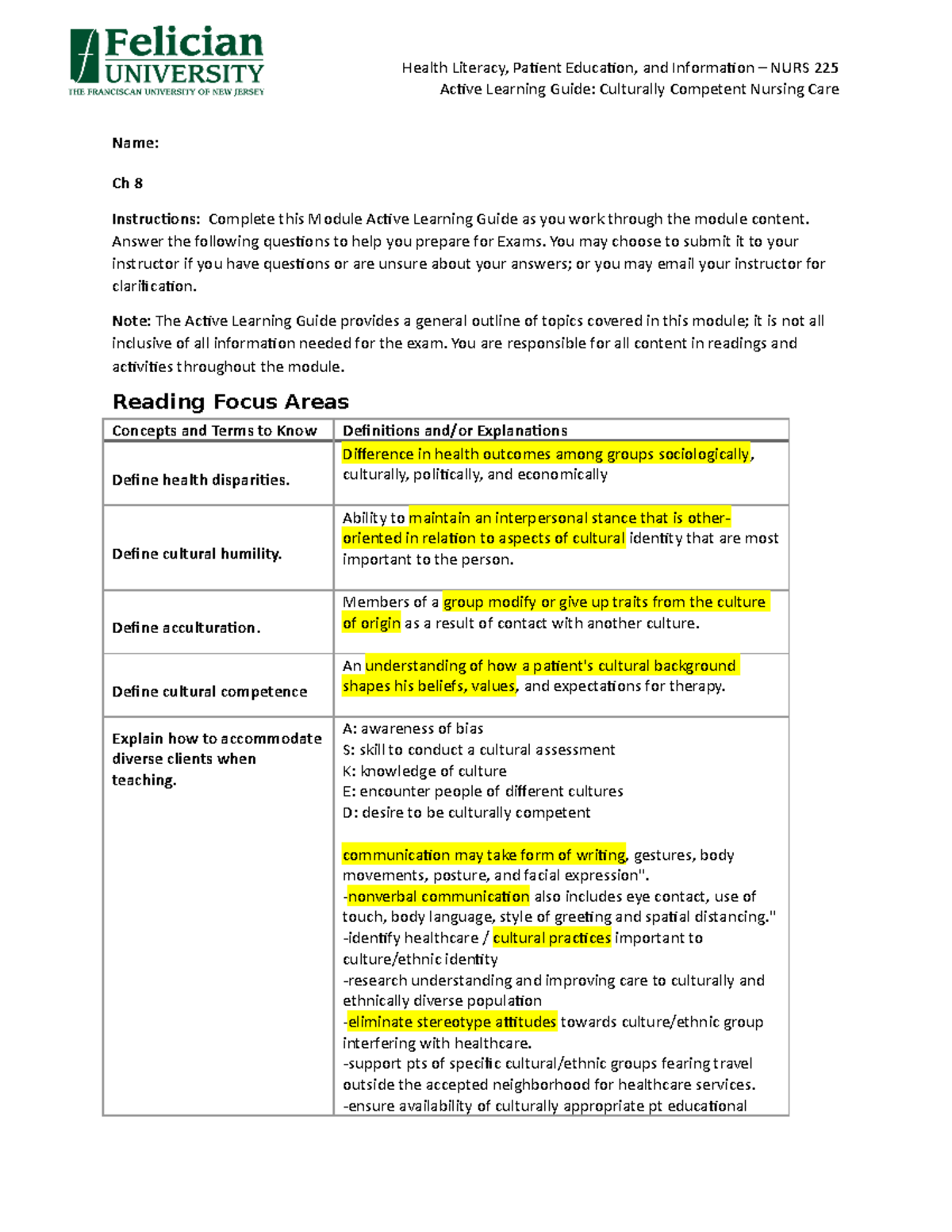 Active Learning Guide Module 4 - Health Literacy, Patient Education ...