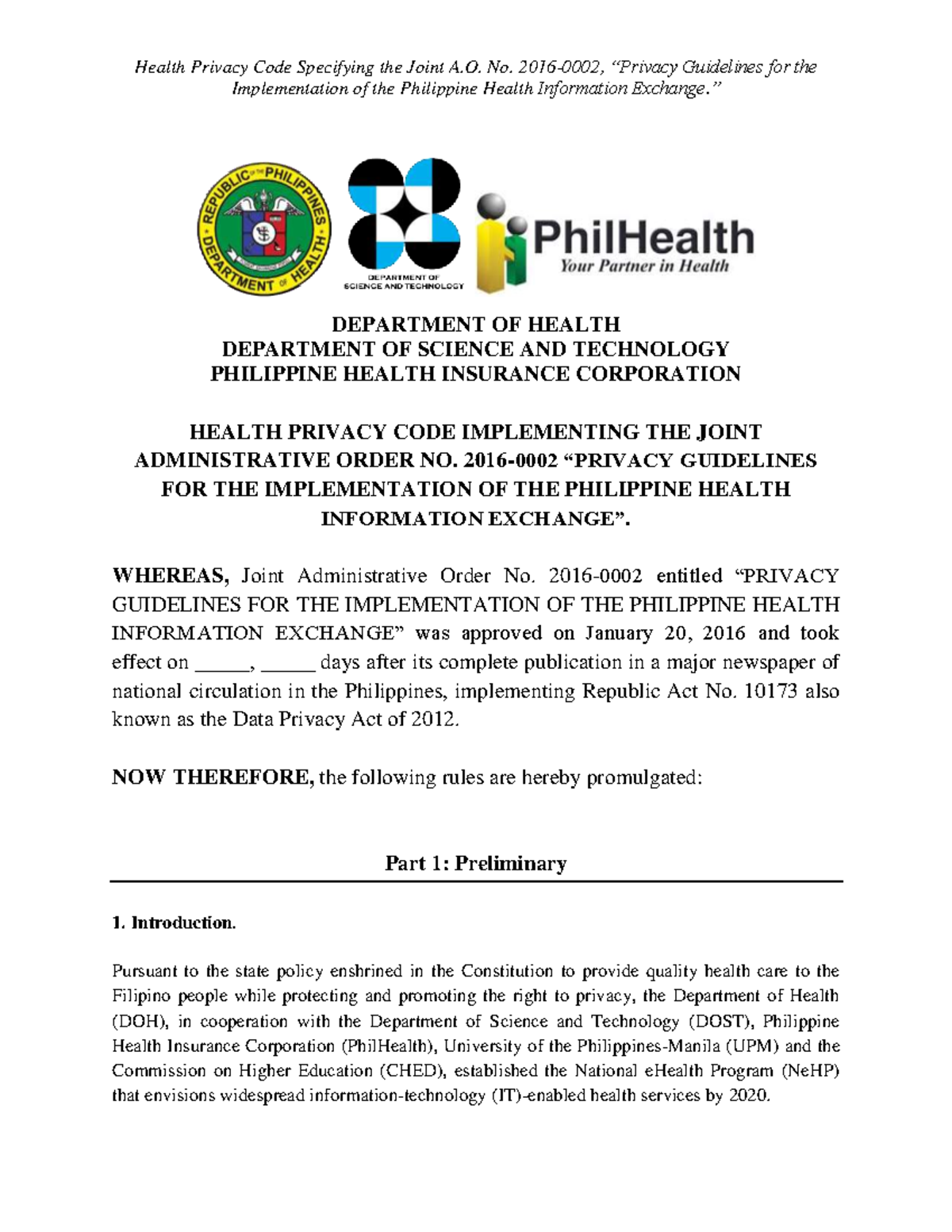 Health Privacy Code - Lecture - Implementation of the Philippine Health ...