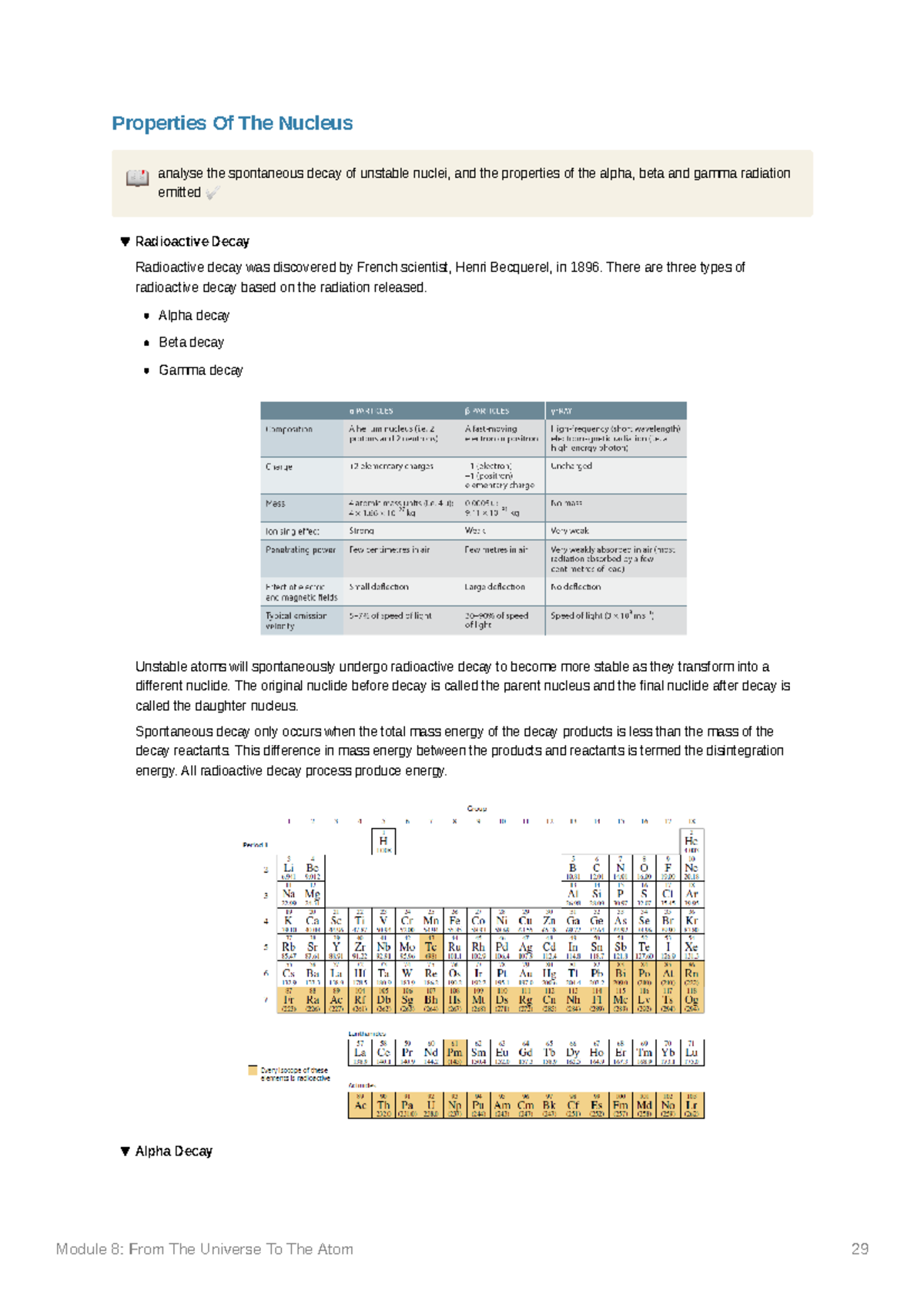 Module 8 Part 2 - Mod 8 physics notes - Properties Of The Nucleus Ã ...