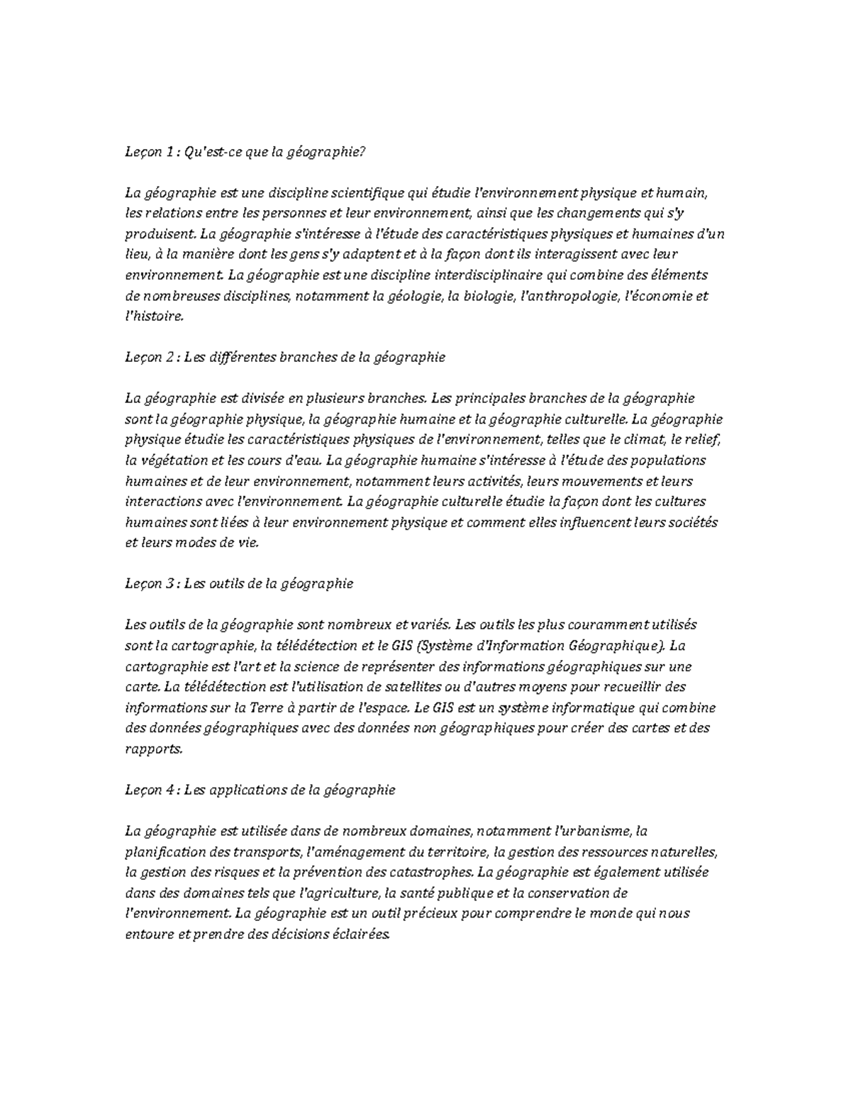 Geography Study Notes - Leçon 1 : Qu'est-ce que la géographie? La ...