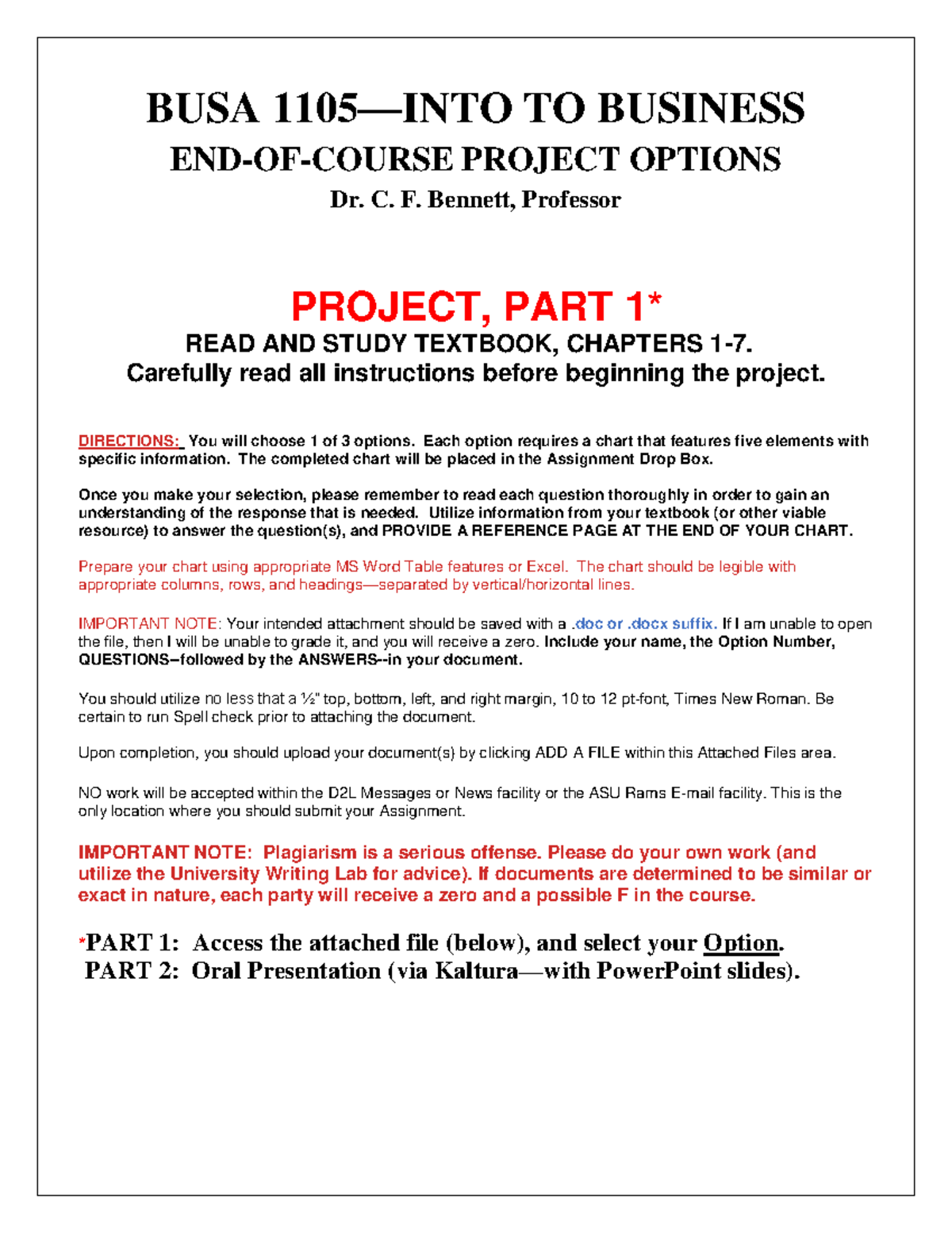 Final Projects-End of Course - END-OF-COURSE PROJECT OPTIONS Dr. C. F ...