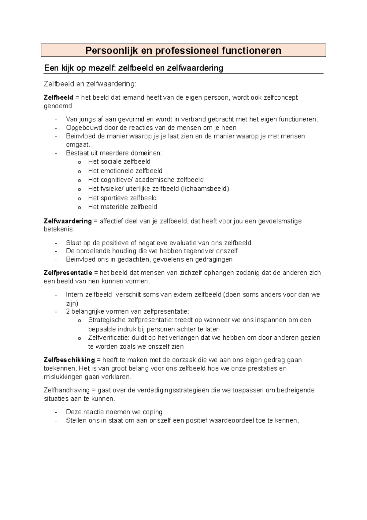 Persoonlijk en professioneel functioneren sv - Persoonlijk en ...