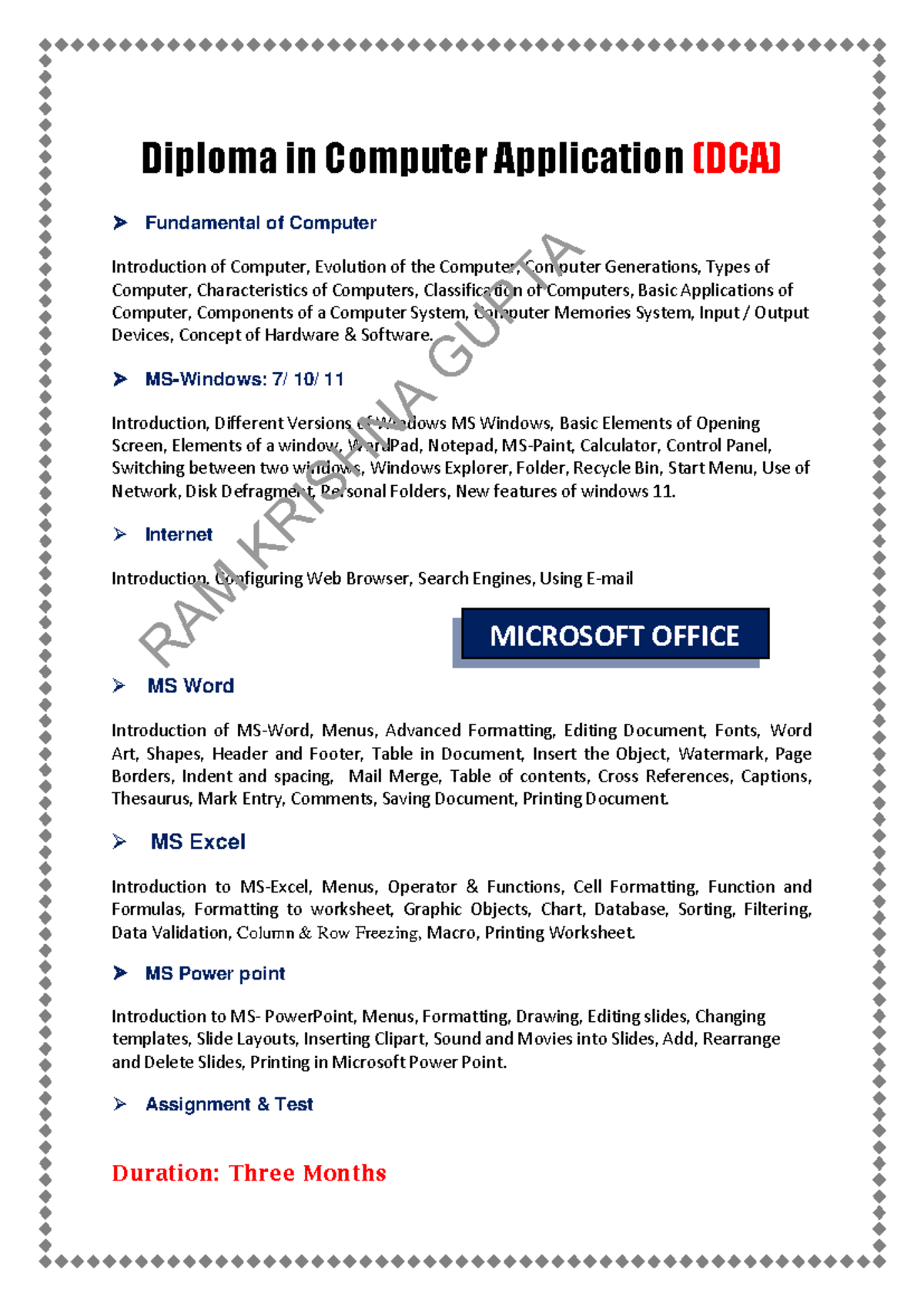 Diploma in Computer Application (3 M) watermark 6 - Diploma in Computer ...