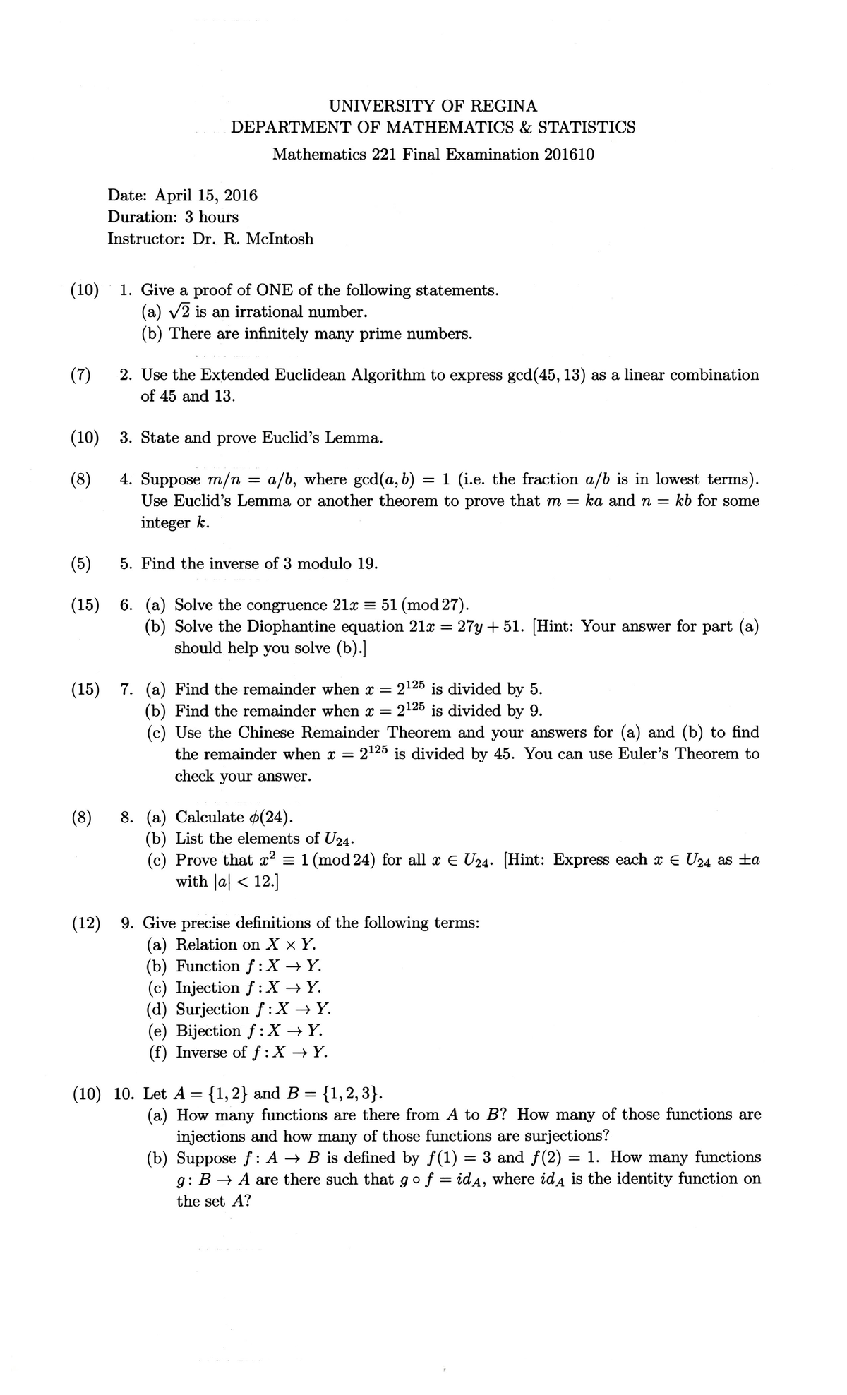 Final 2016, questions - MATH 221 - Studocu