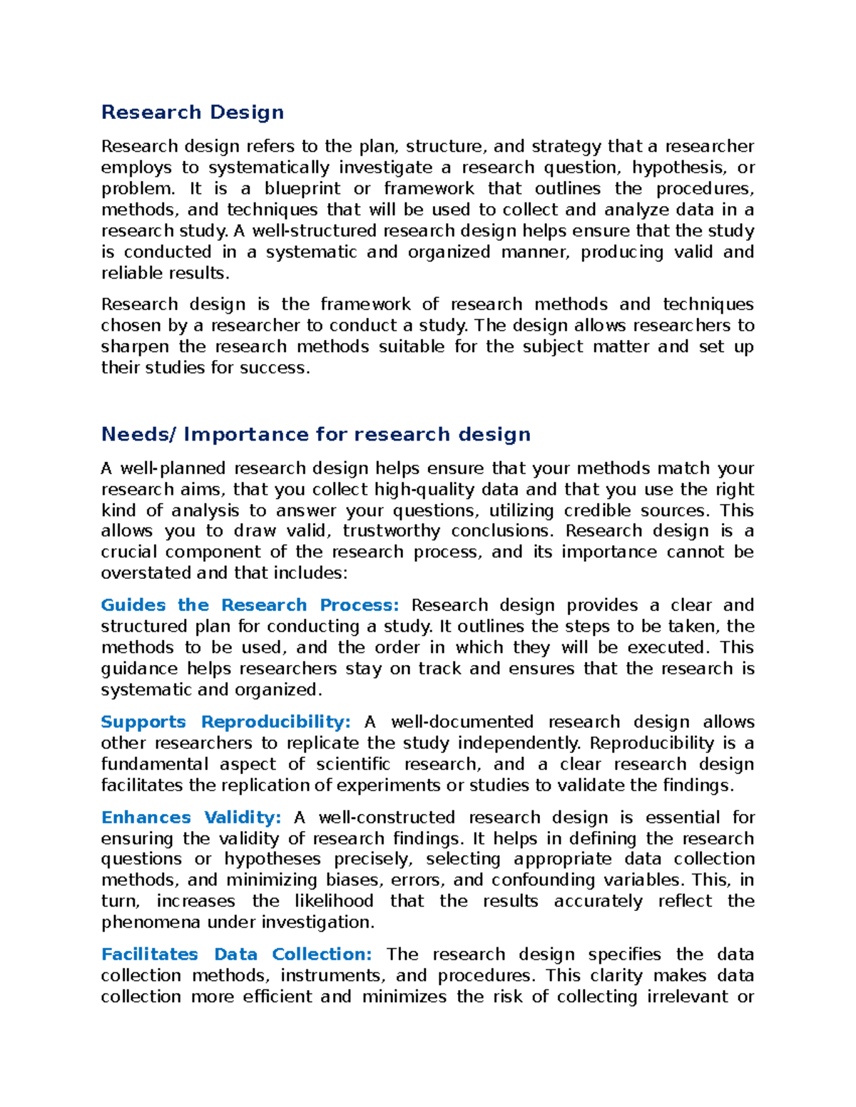 Research Design - Research Design Research design refers to the plan ...