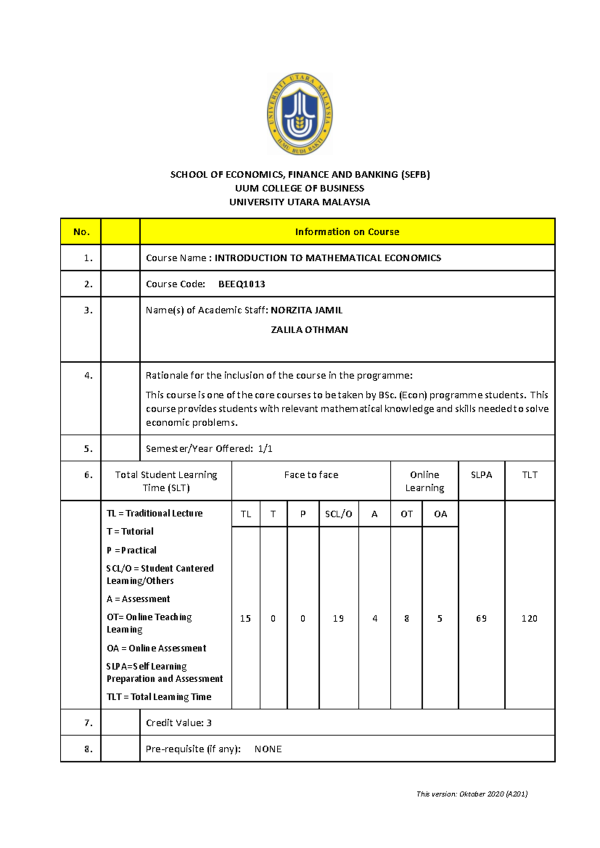 BEEQ1013 Introduction-to-Math-Economics - SCHOOL OF ECONOMICS, FINANCE ...