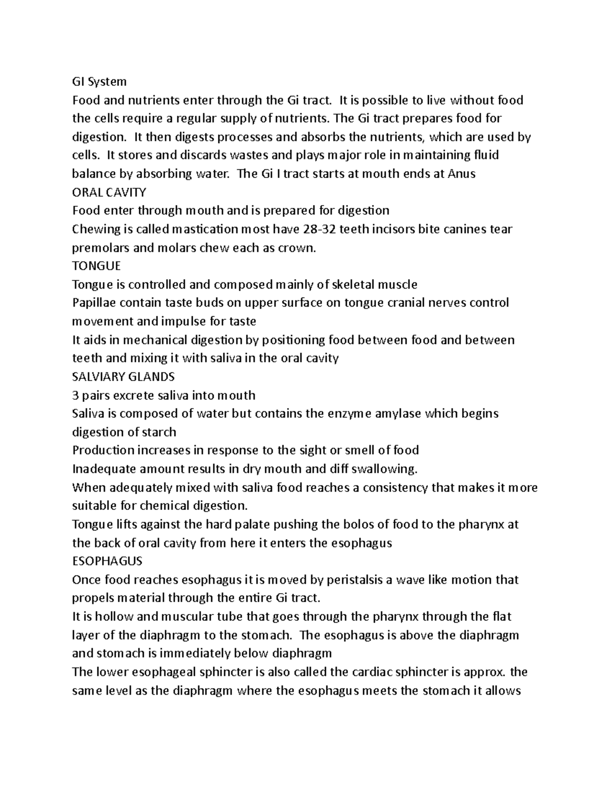 GI System - GI System Food and nutrients enter through the Gi tract. It ...