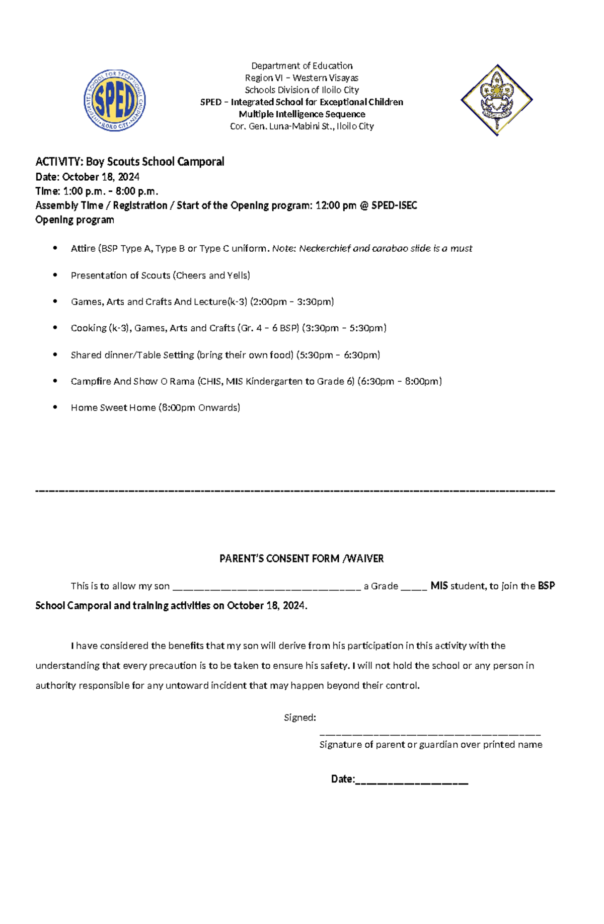 BSP waiver - EXAM - Department of Education Region VI – Western Visayas ...